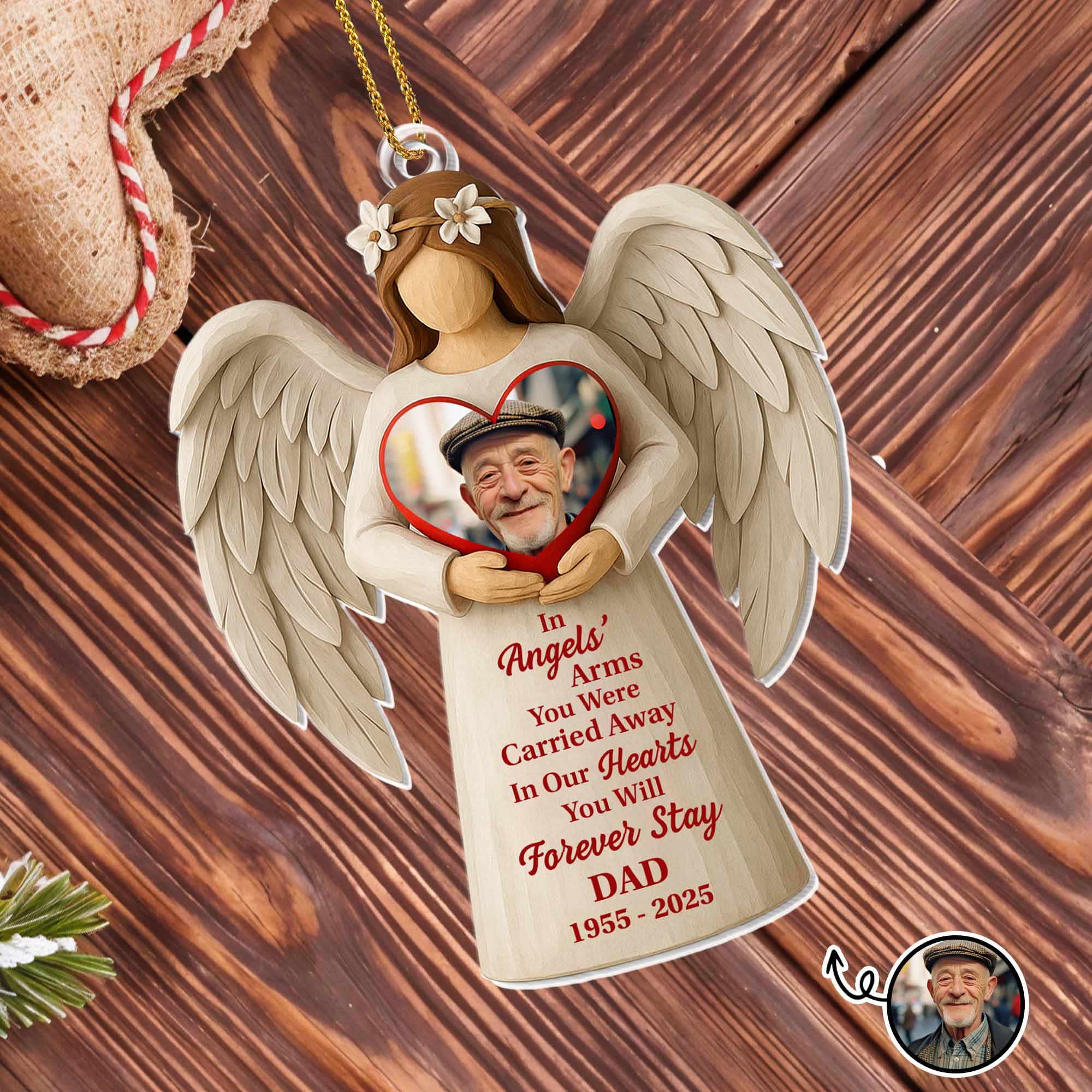 In Angels' Arms, Angel Heart Wings Ornament, Christmas Gift For Family ...