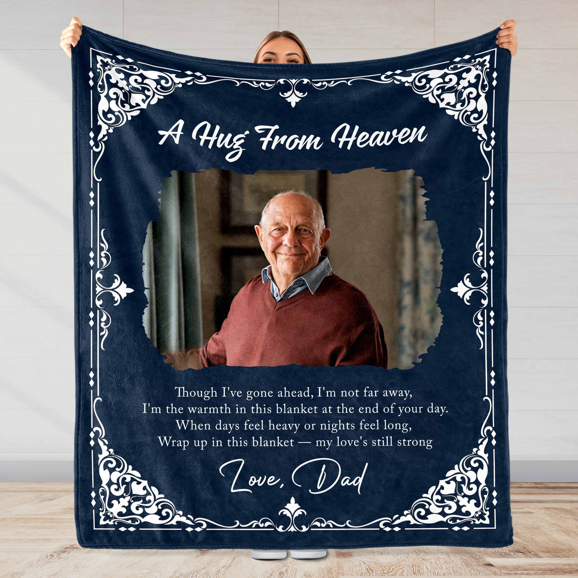 A Hug From Heaven, Ornamental Frame Design, Personalized Custom Blanket ...