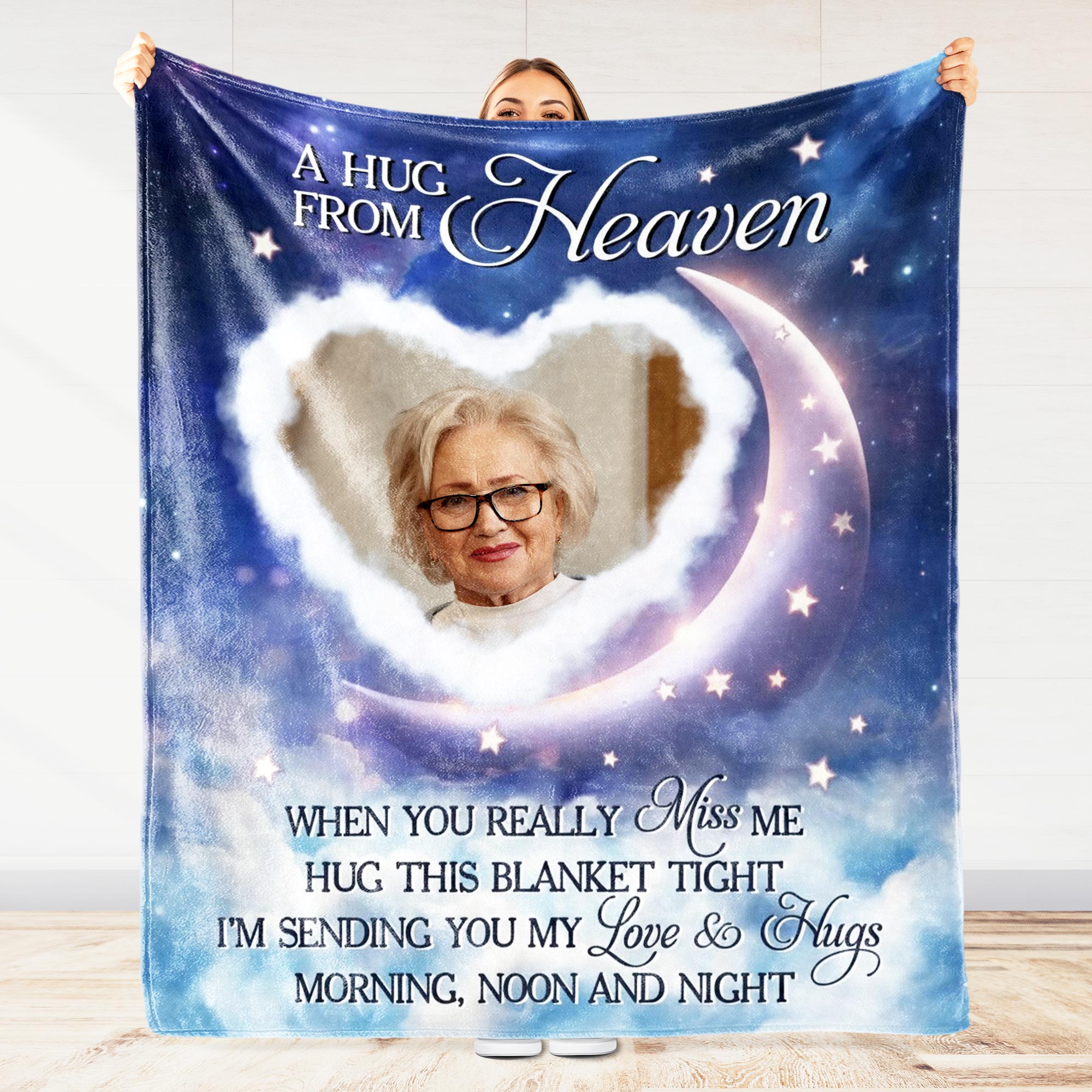 A Hug From Heaven With Stars, Moon and Heart Design, Personalized ...