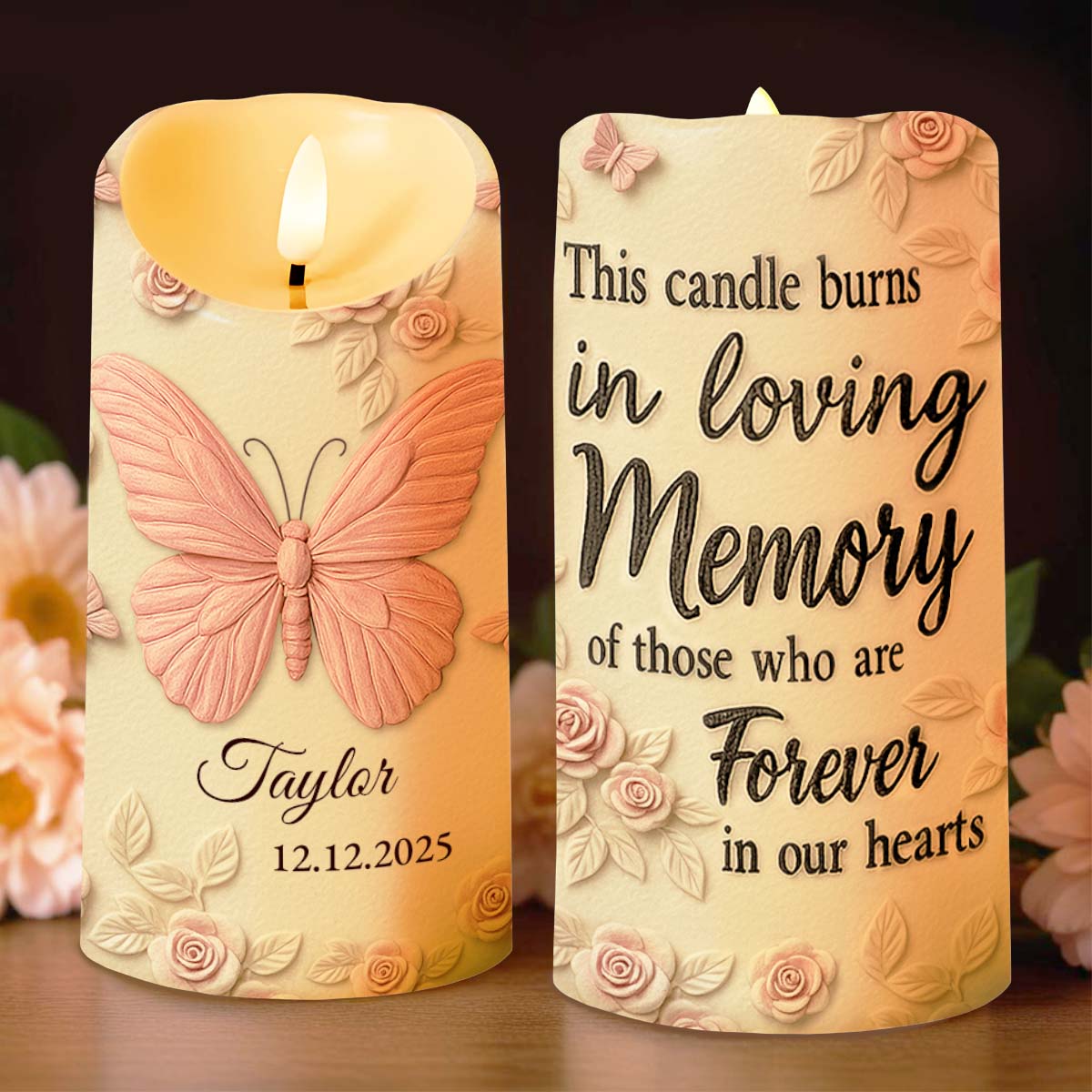 In Loving Memory Forever In Our Hearts Butterfly And Roses, Custom LED ...