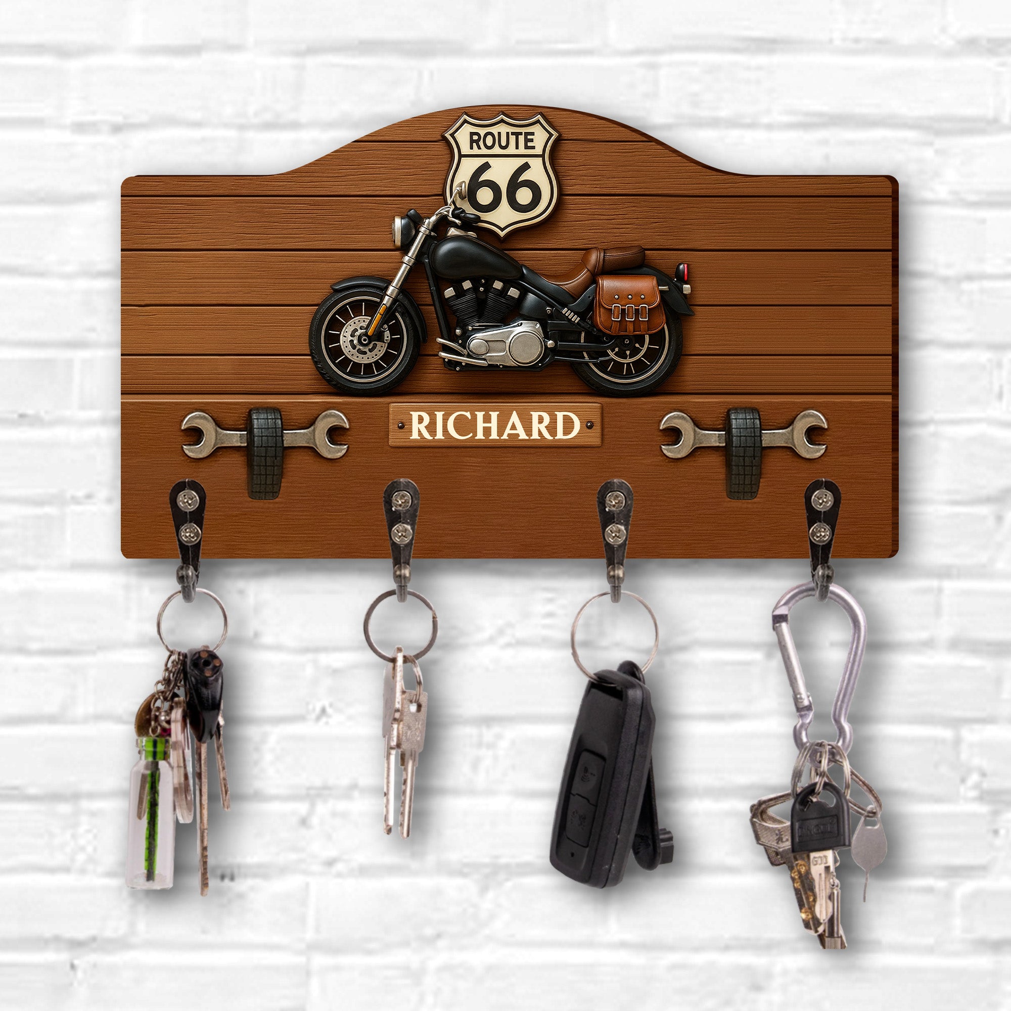 Travel The Historic Route 66 With Motorcycle,Personalized Key Holder ...