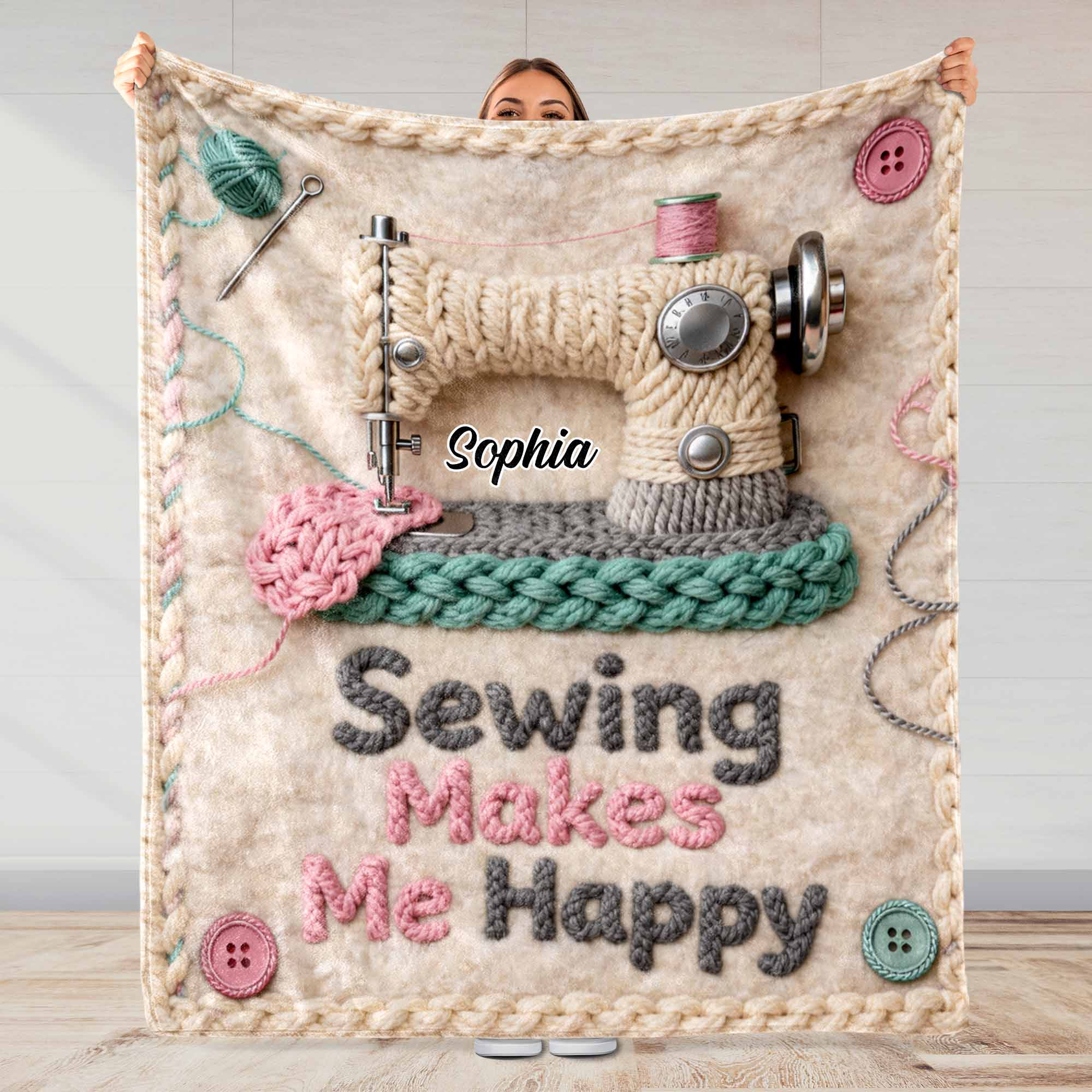 Sewing Makes Me Happy, Custom Blanket, Gift For Craft Enthusiasts ...