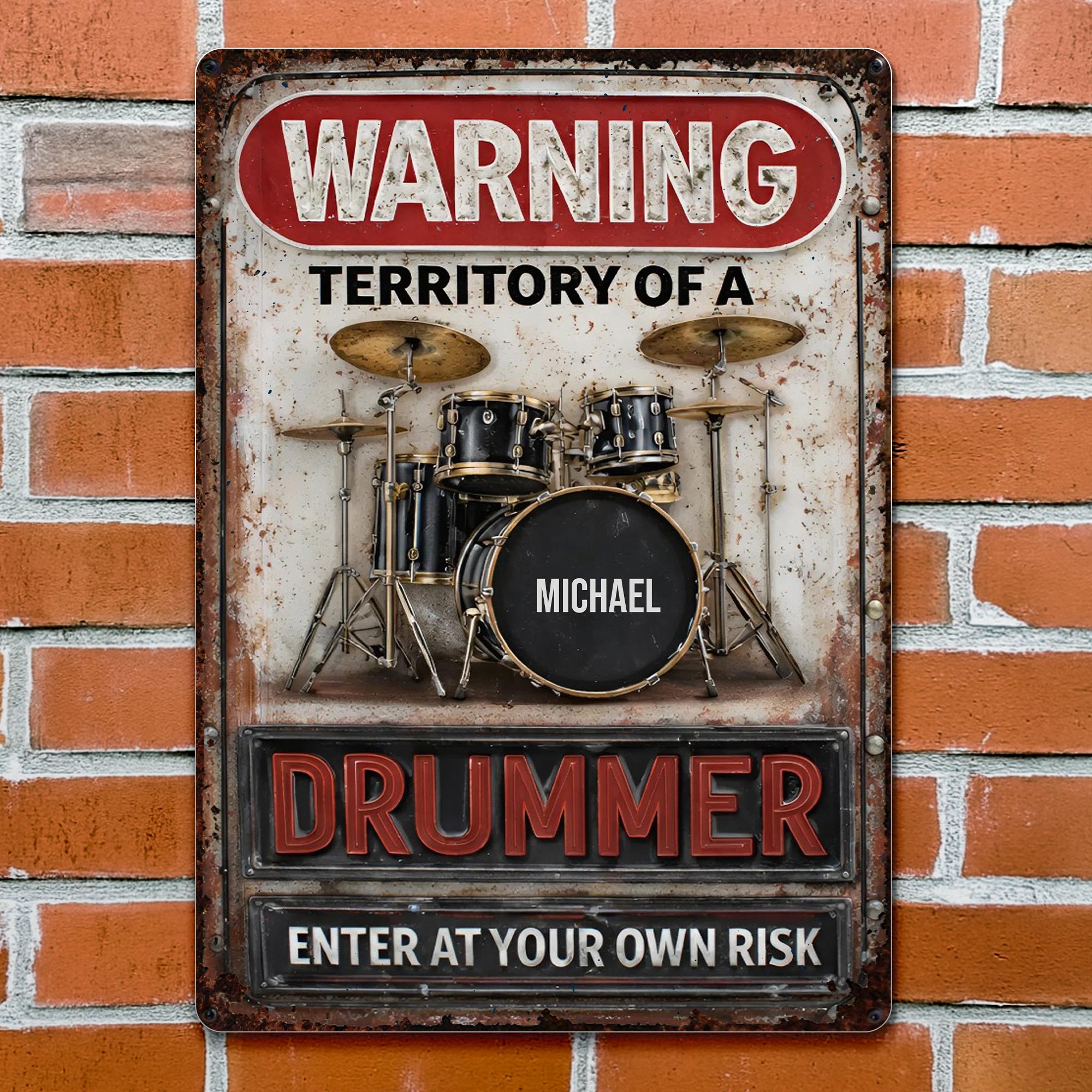 Warning Territory Of A Drummer Sign, Personalized Metal Sign, Gift For ...