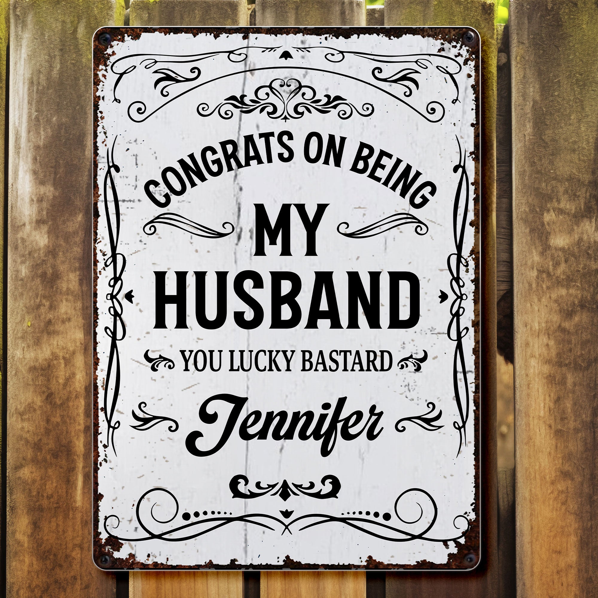 Congrats On Being My Husband, Ornamental Design, Personalized Metal ...