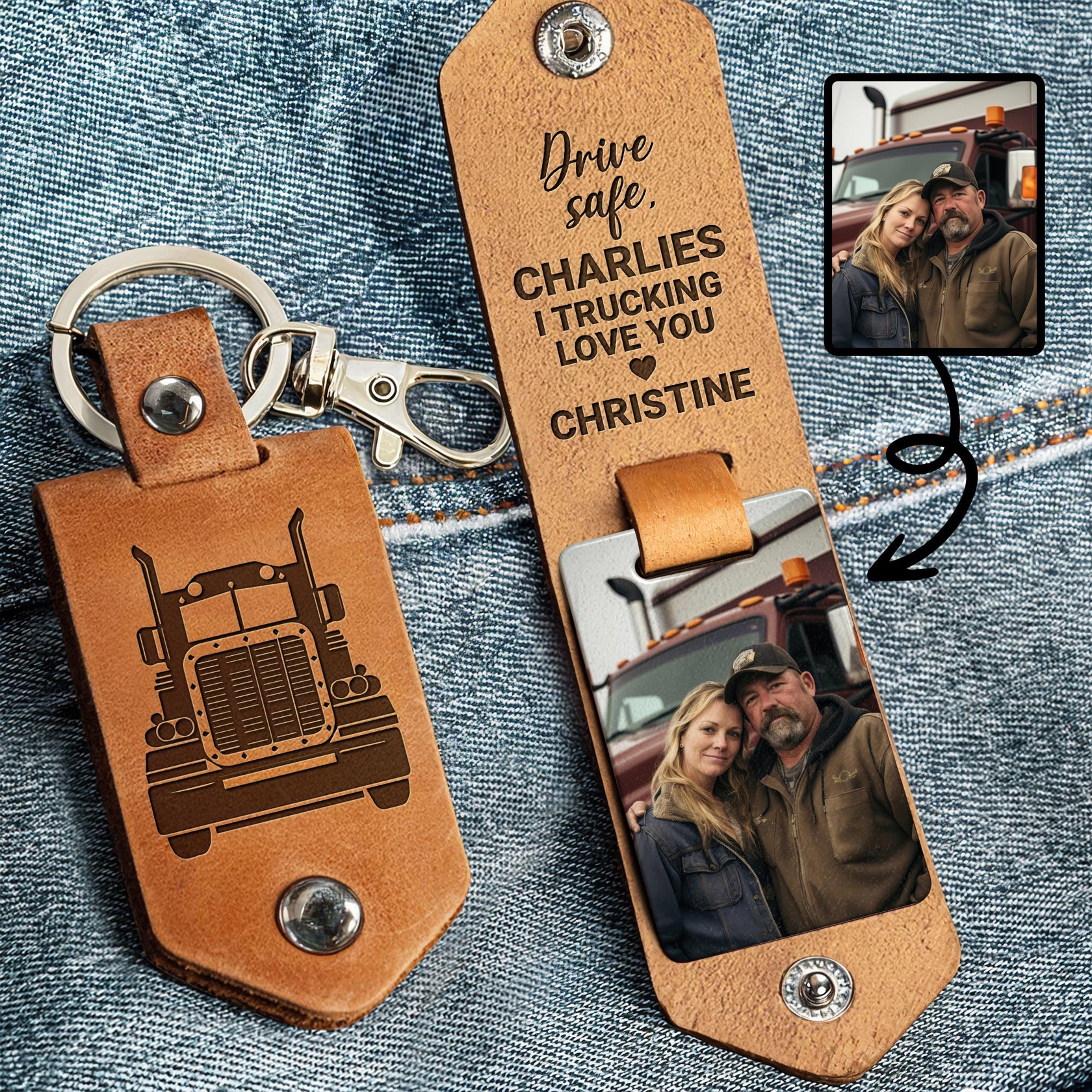Drive Safe, I Trucking Love You, Truck Design, Personalized Leather ...