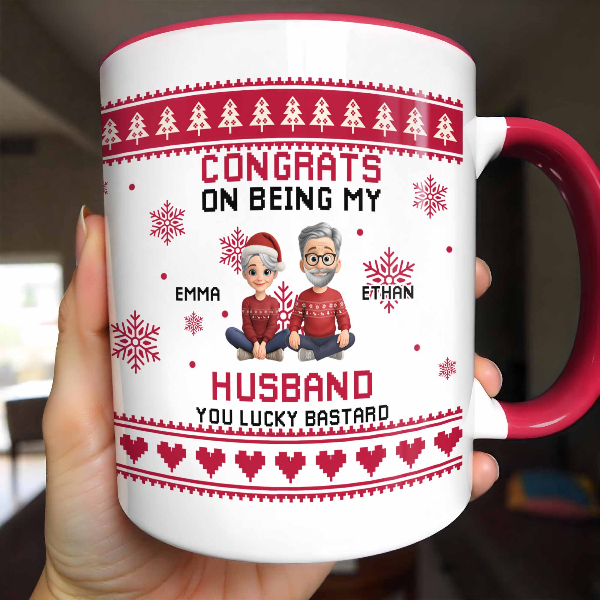 Congrats On Being My Husband, Cartoon Couple Design, Personalized Gift ...