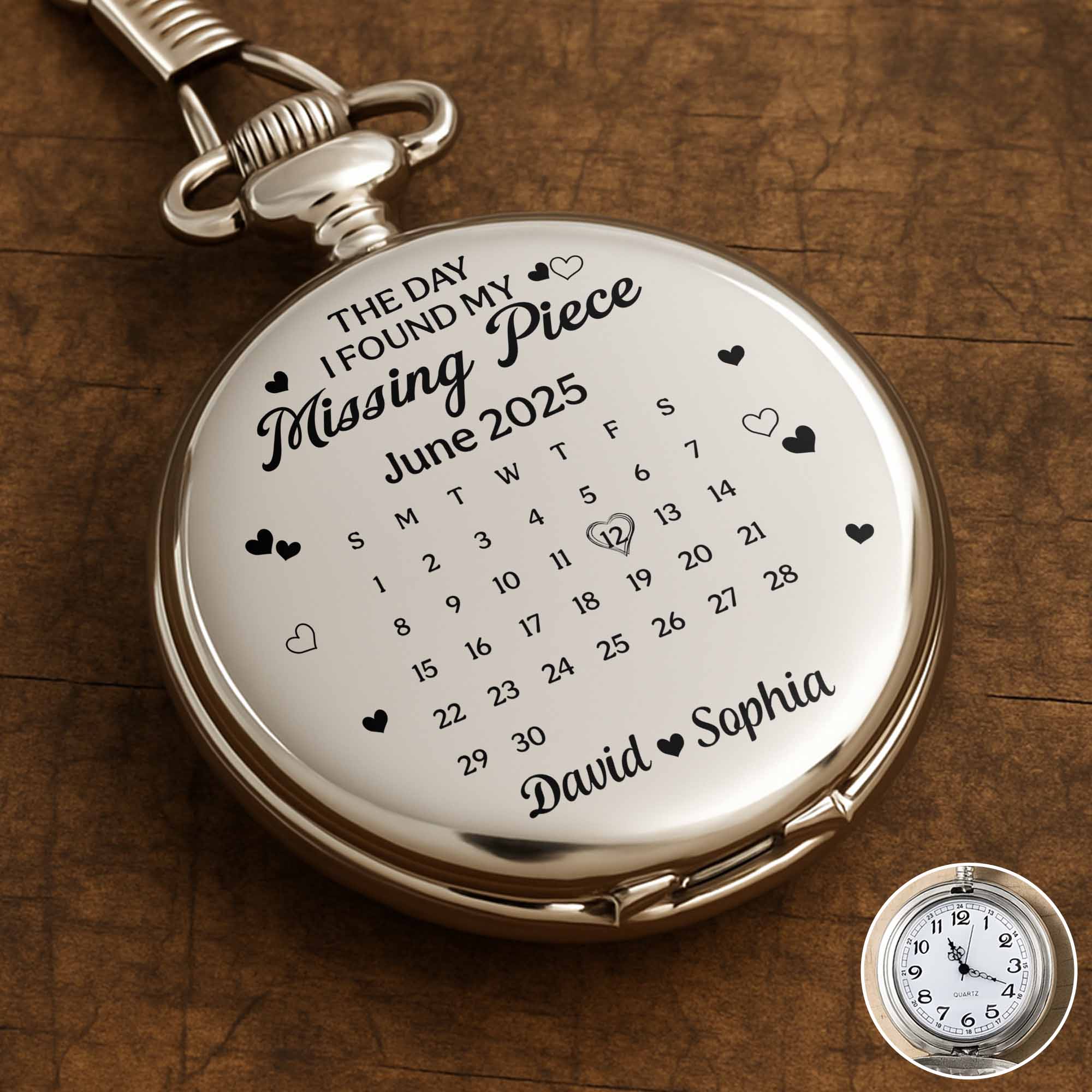 The Day I Found My Missing Piece, Hearts And Calendar, Silver Plated ...