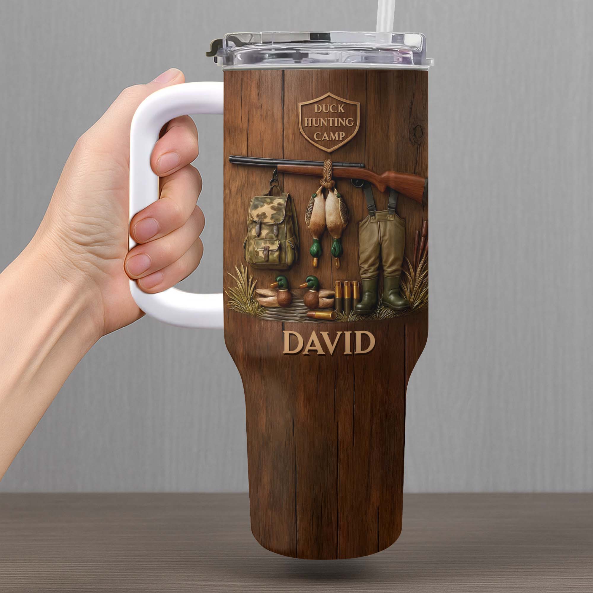 Duck Hunting Camp With Ducks And Gear,40oz Tumbler With Straw,Gift For ...