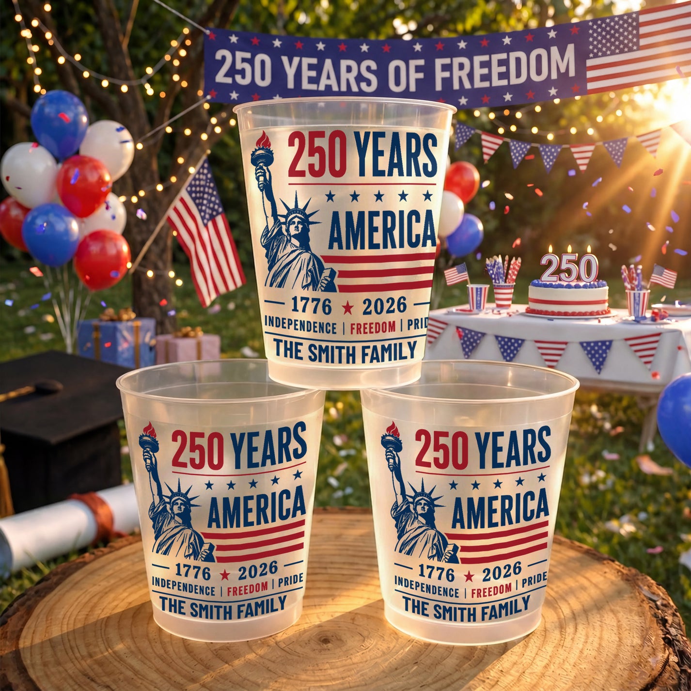 250 Years America Independence, Personalized Frosted Cup, Gift For ...
