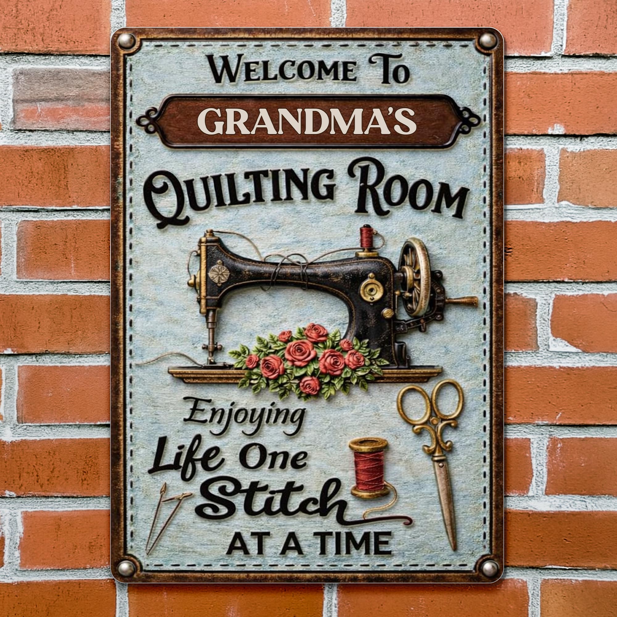 Welcome To Grandma's Quilting Room, Personalized Metal Sign, Gift For ...