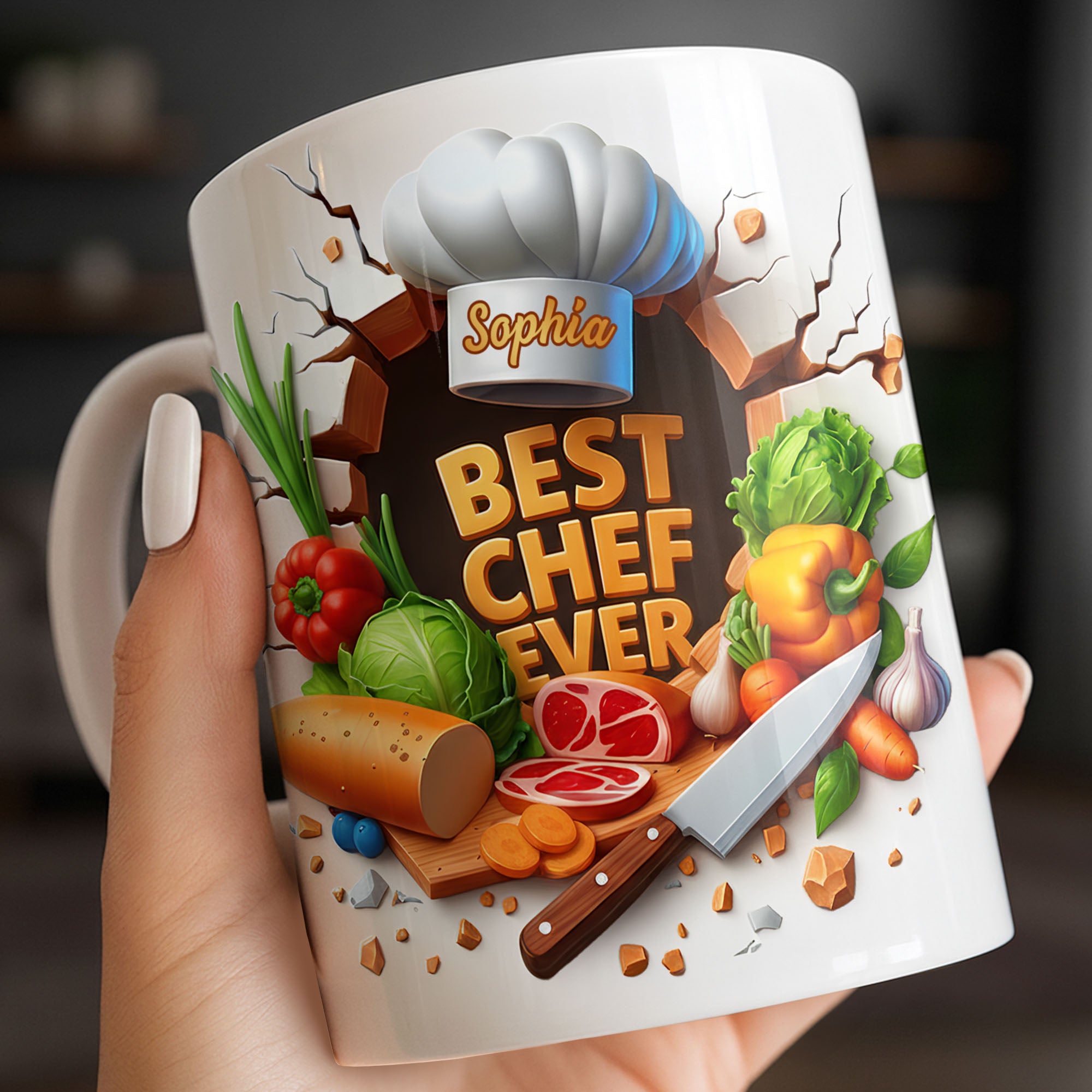 Best Chef Ever With Chef Hat And Vegetables, Custom Coffee Mug, Gift ...