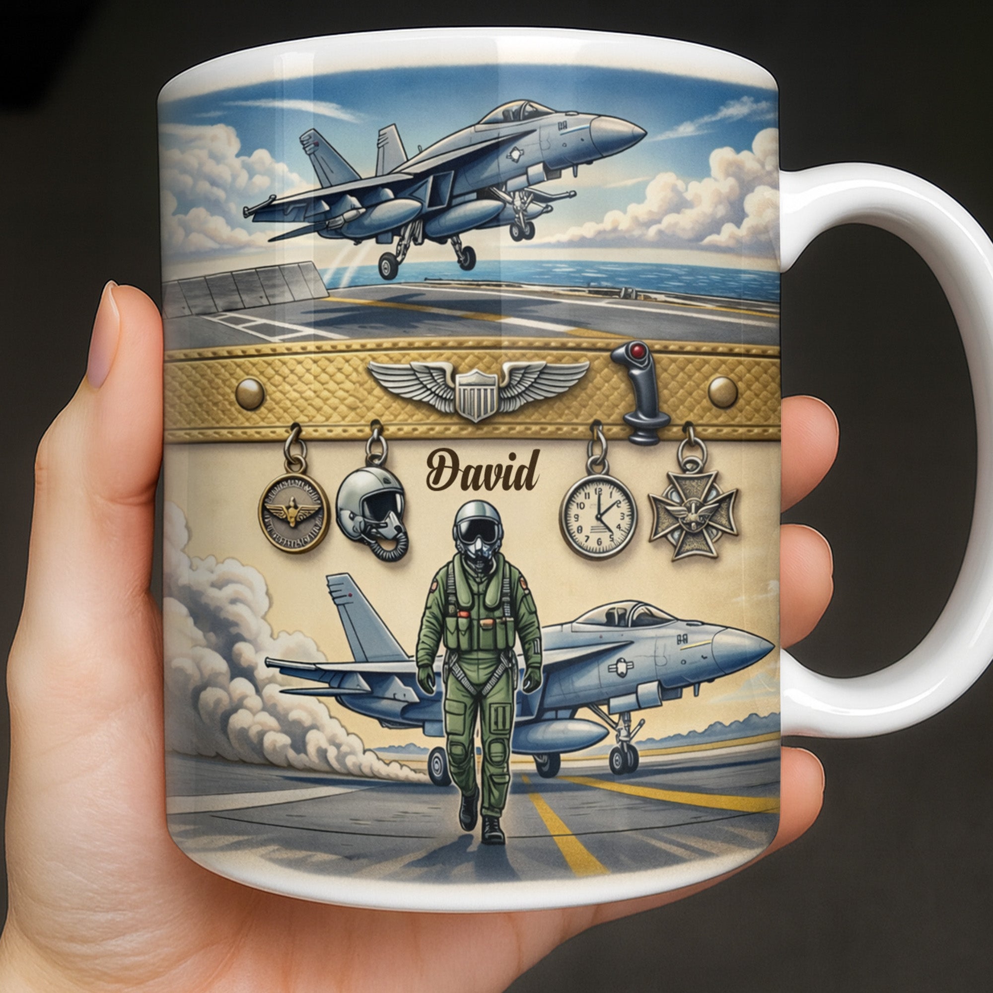 Customizable Military Pilot And Jets Theme,Coffee Mug,Gift For Veterans ...