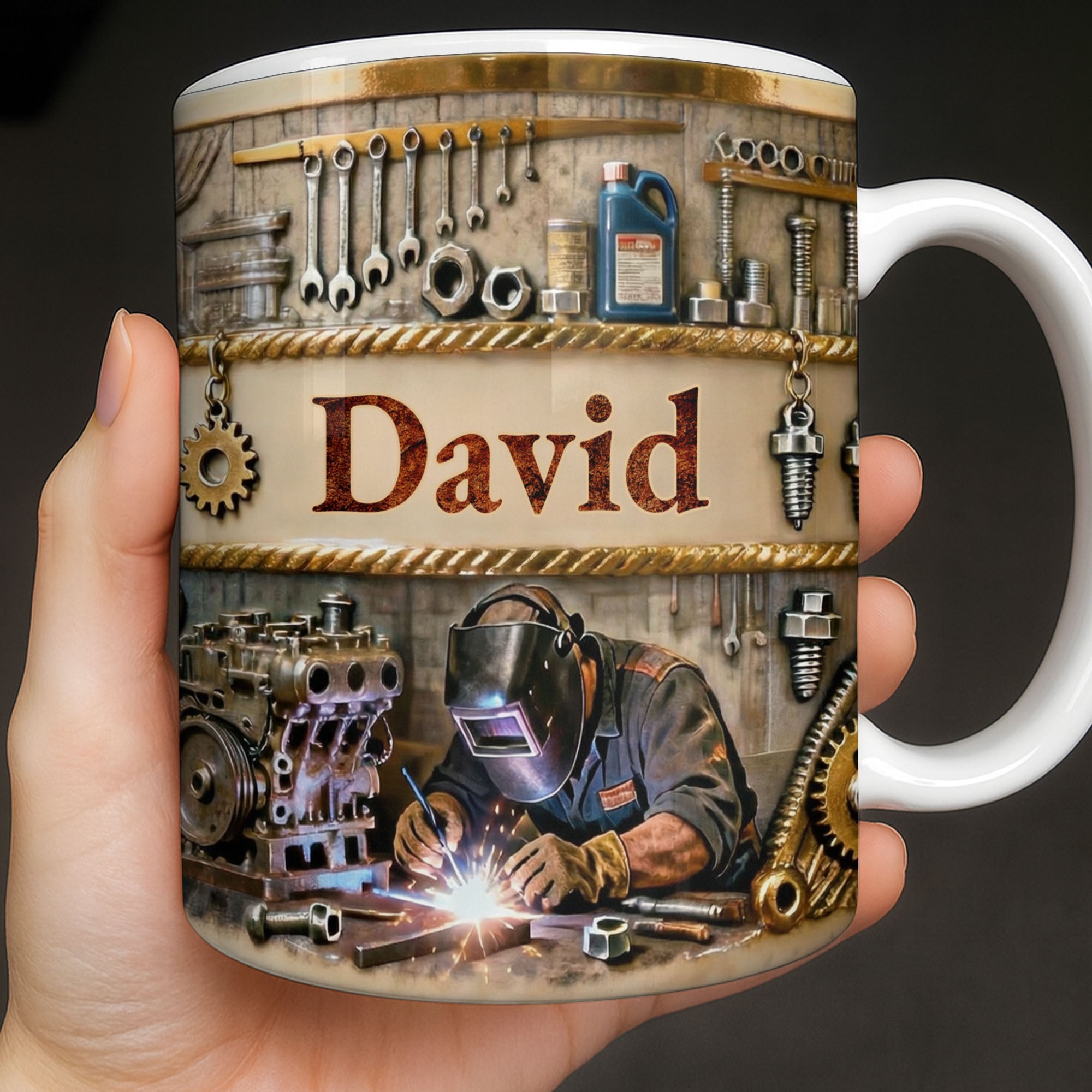 Customizable Name,Tools And Gears Coffee Mug, Gift For Mechanics And ...