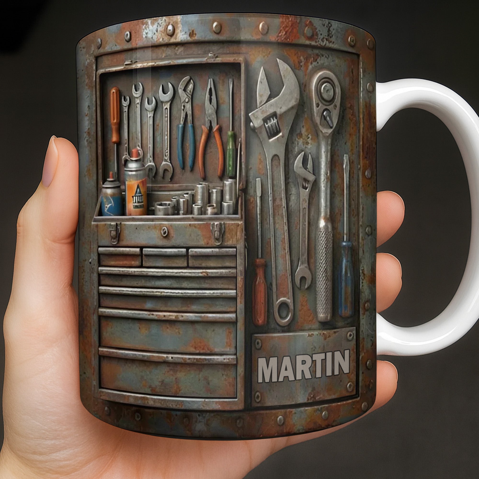 Personalized Custom Name and Tools Coffee Mug, Gift For Dad and ...