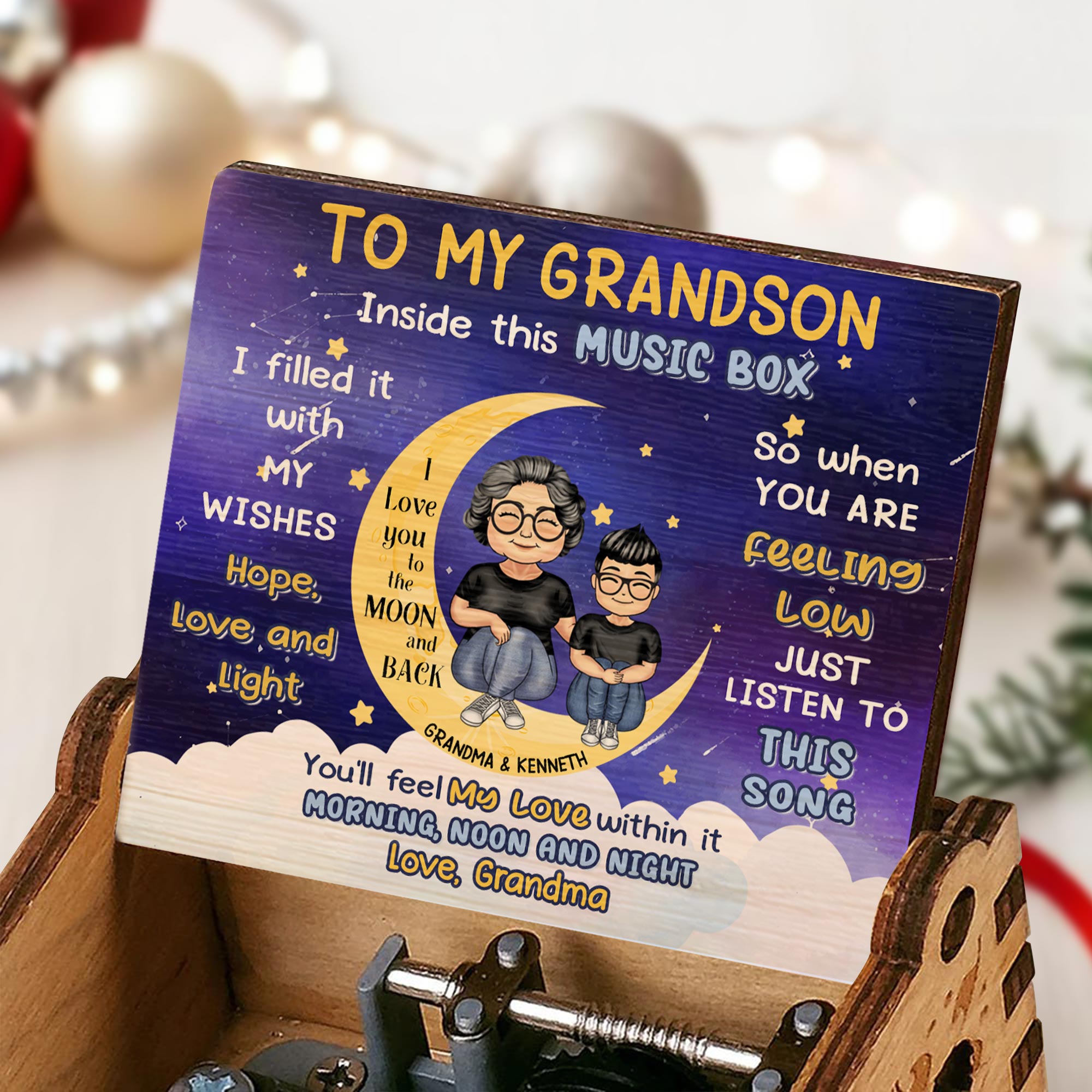 To My Grandson, Inside This Music Box, Moon And Stars, Custom Music Box ...