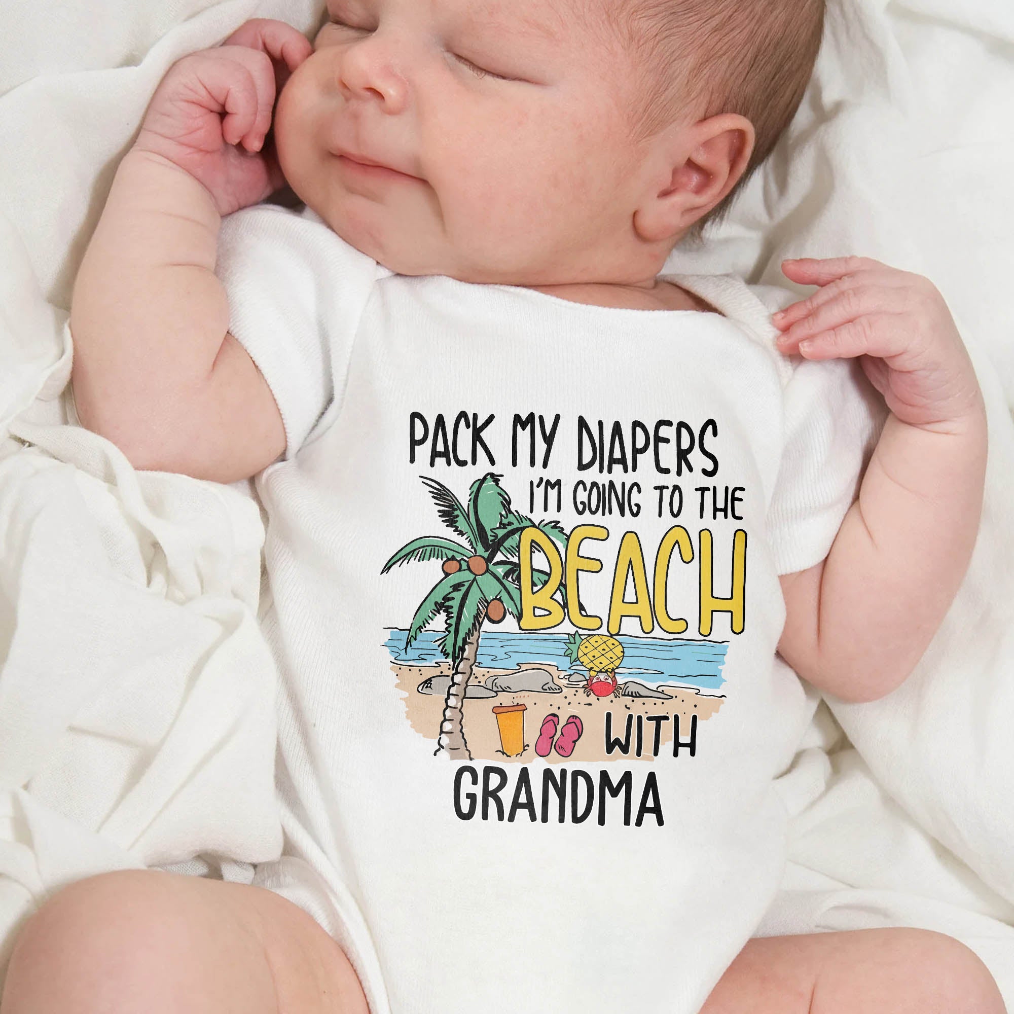 Pack My Diapers, Going To The Beach With Palm Tree, Custom Baby Onesie ...