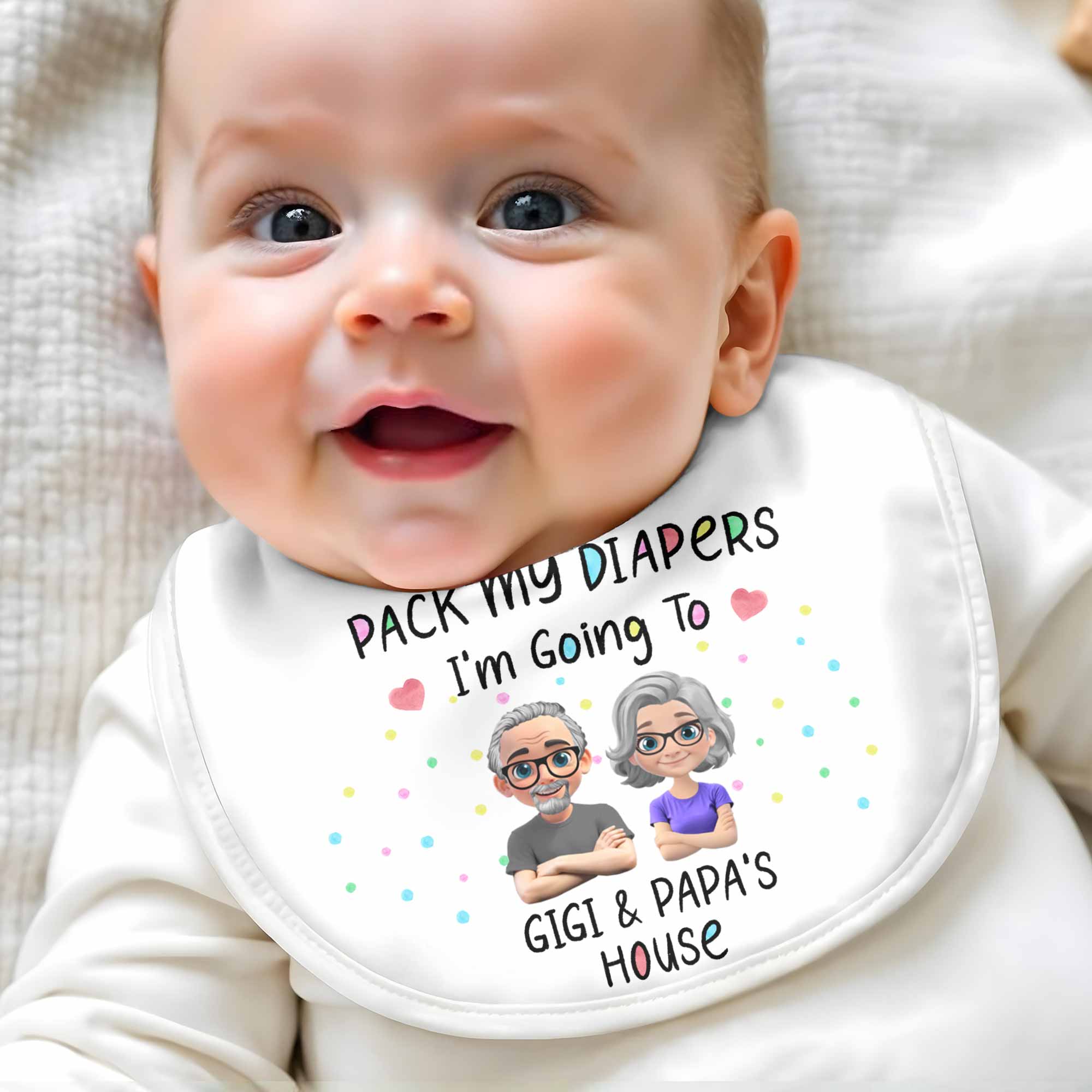 Pack My Diapers, Going To Gigi & Papa's House, Personalized Baby Bib ...