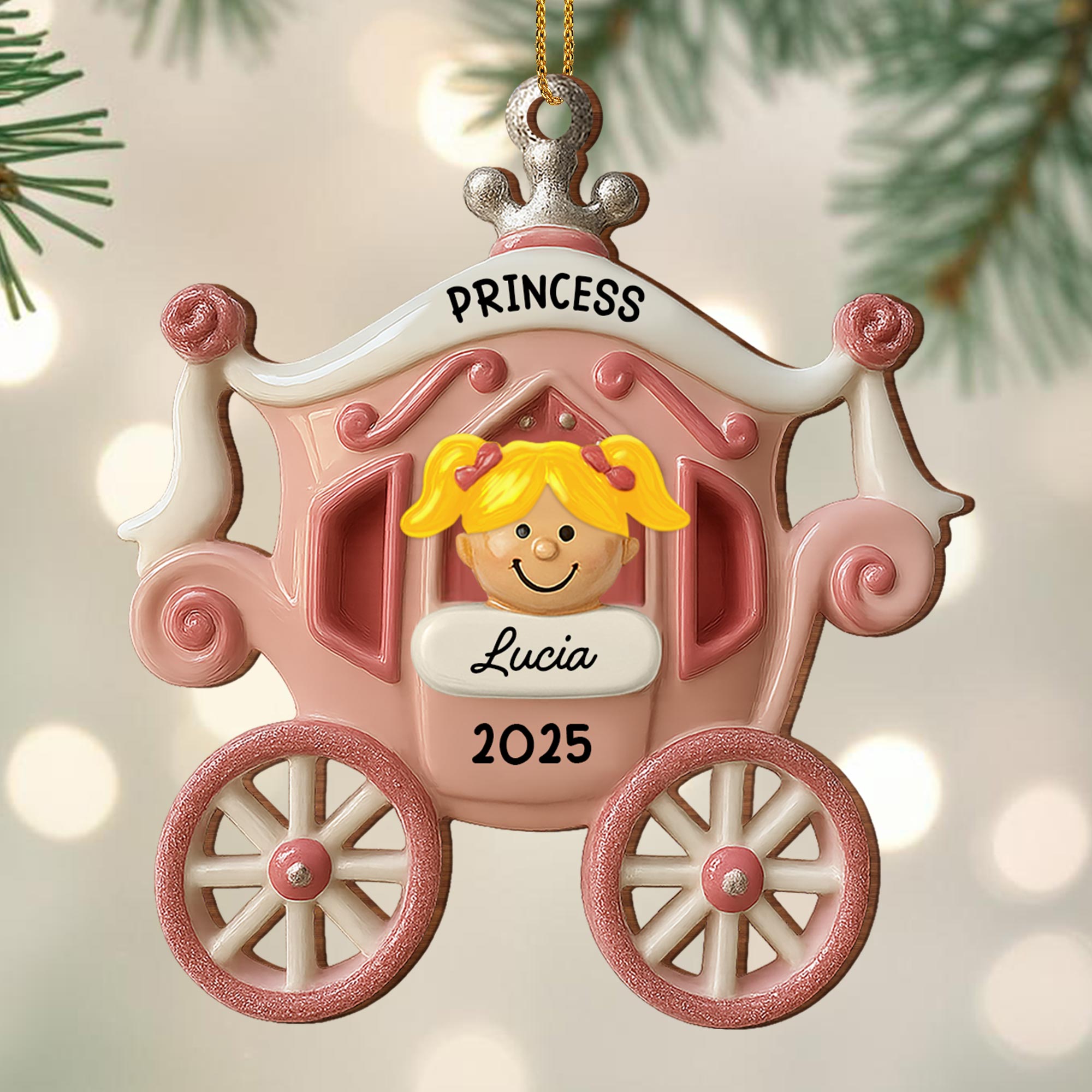 Princess Carriage Personalized Ornament, Custom Wood Ornament, Gift For ...