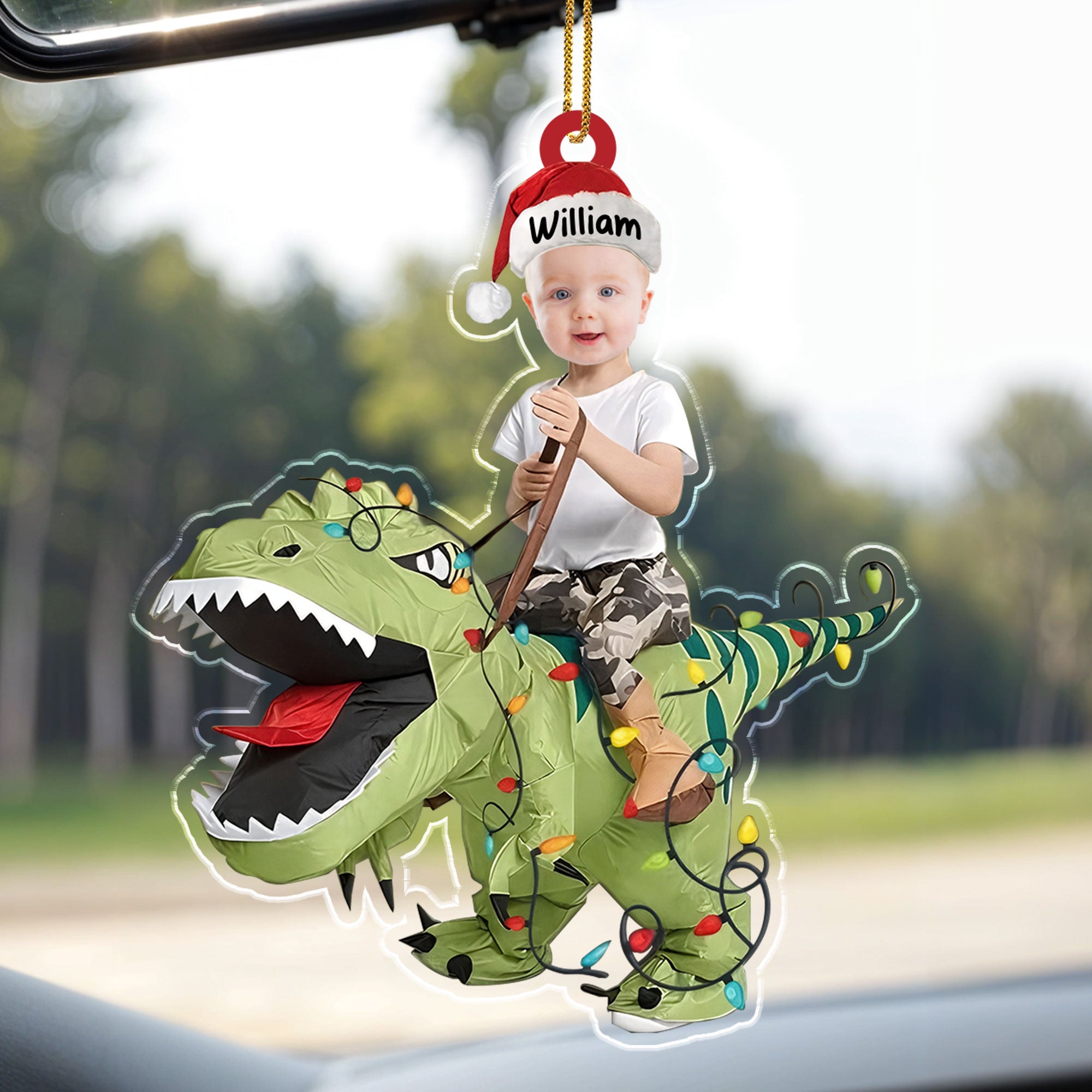 A Daring Adventure On A Dinosaur, Custom Acrylic Ornament, Gift For ...