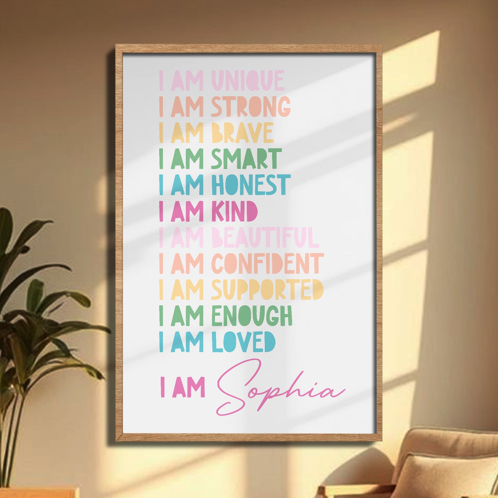 I Am Unique, I Am Strong, Inspirational Words Poster, Gift For Daughter ...