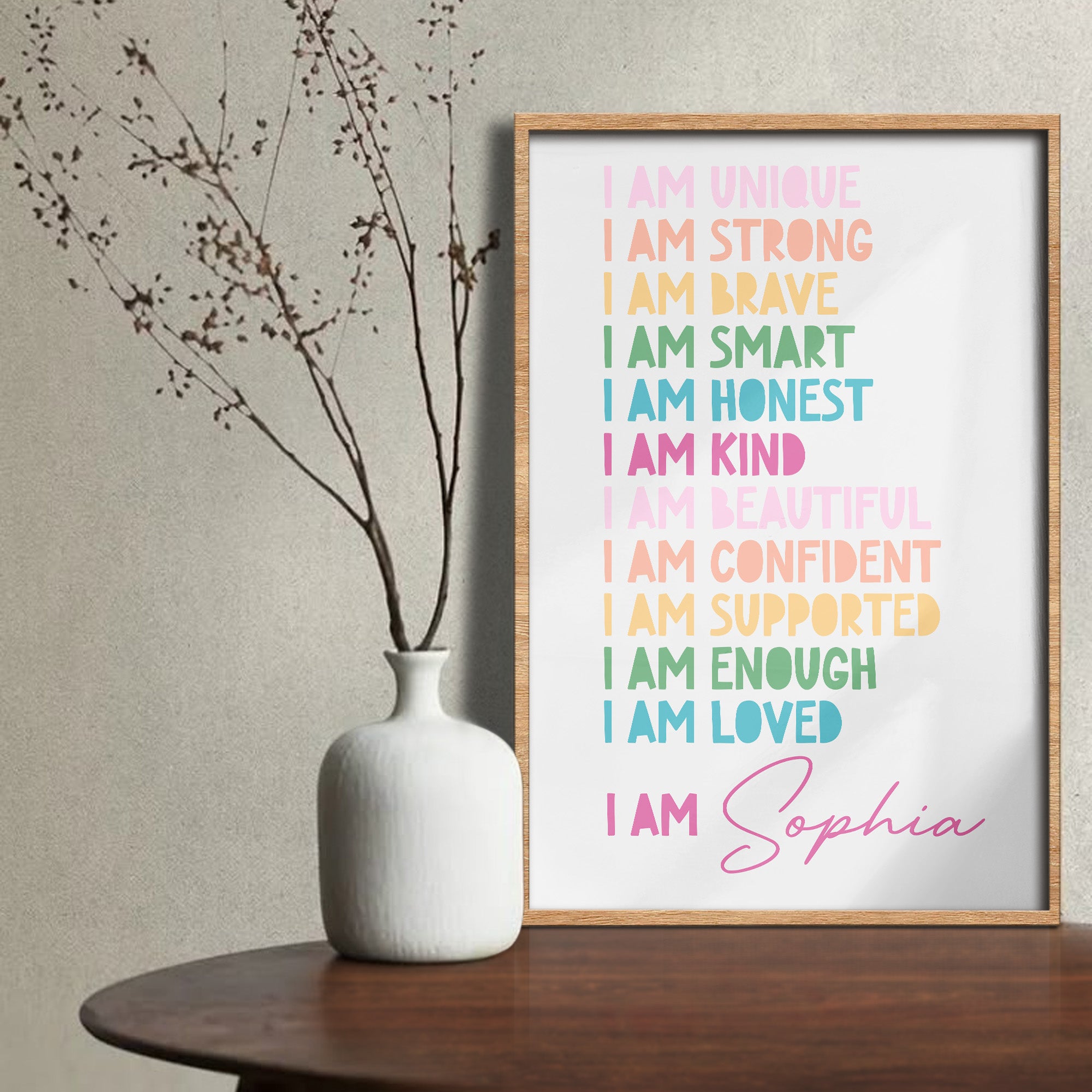 I Am Unique, I Am Strong, Inspirational Words Poster, Gift For Daughter ...