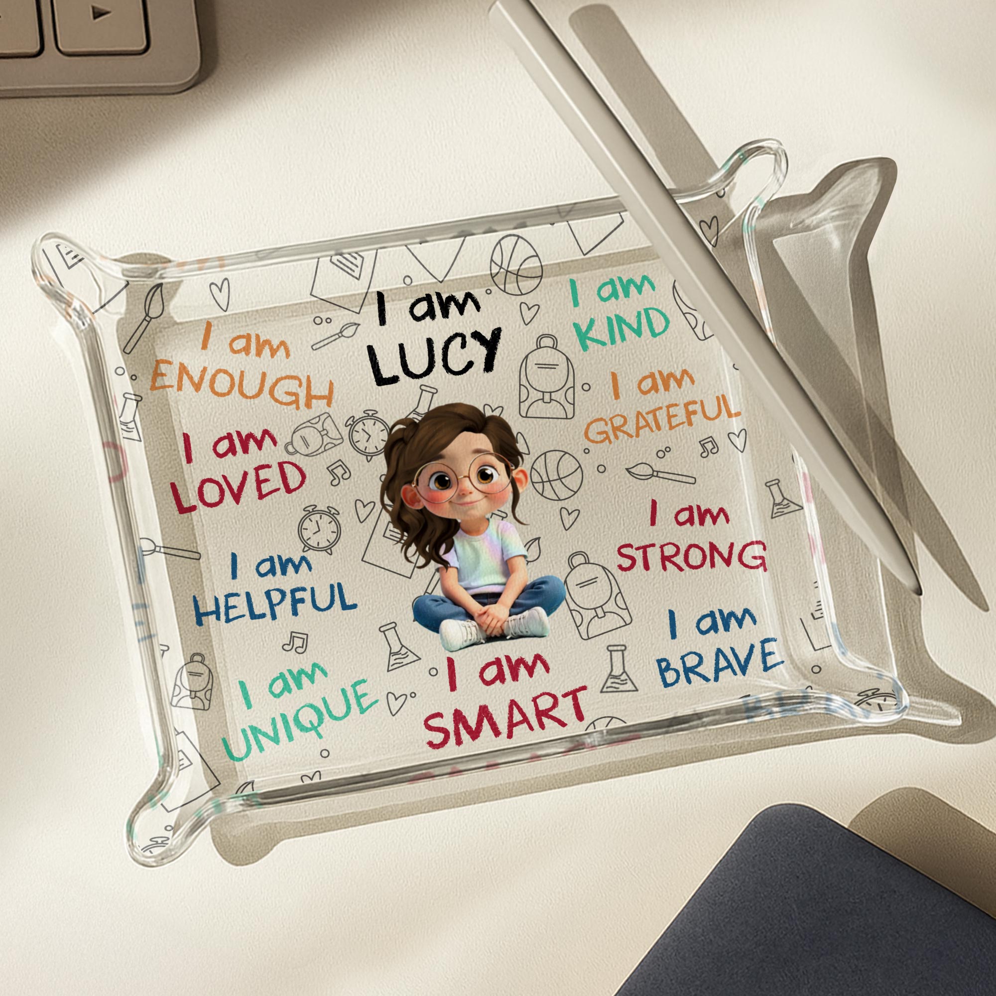 I Am Enough, I Am Loved, Positive Affirmations Tray, Custom Rectangle ...