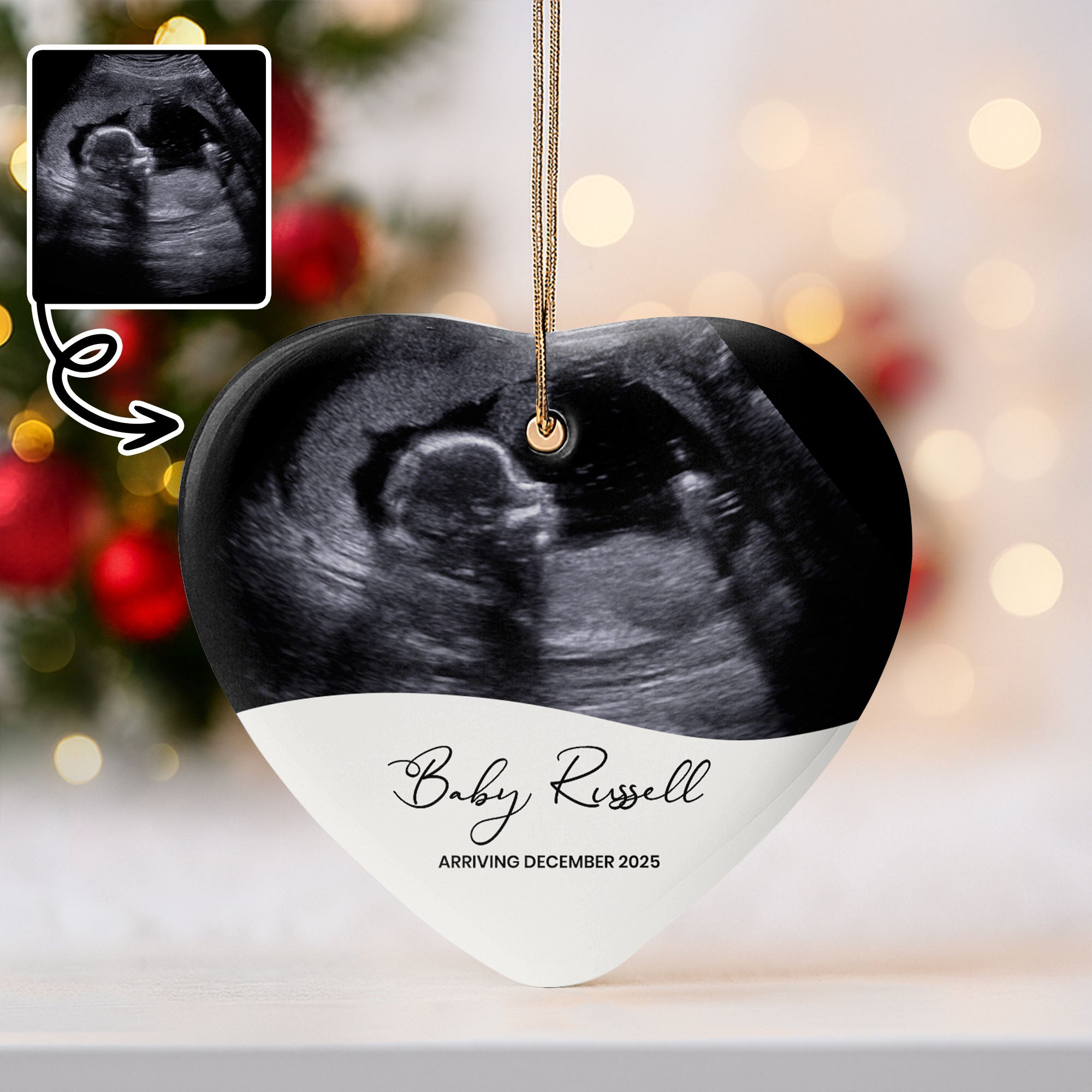 Arriving December, Heart Shaped Ultrasound Image, Personalized Custom ...