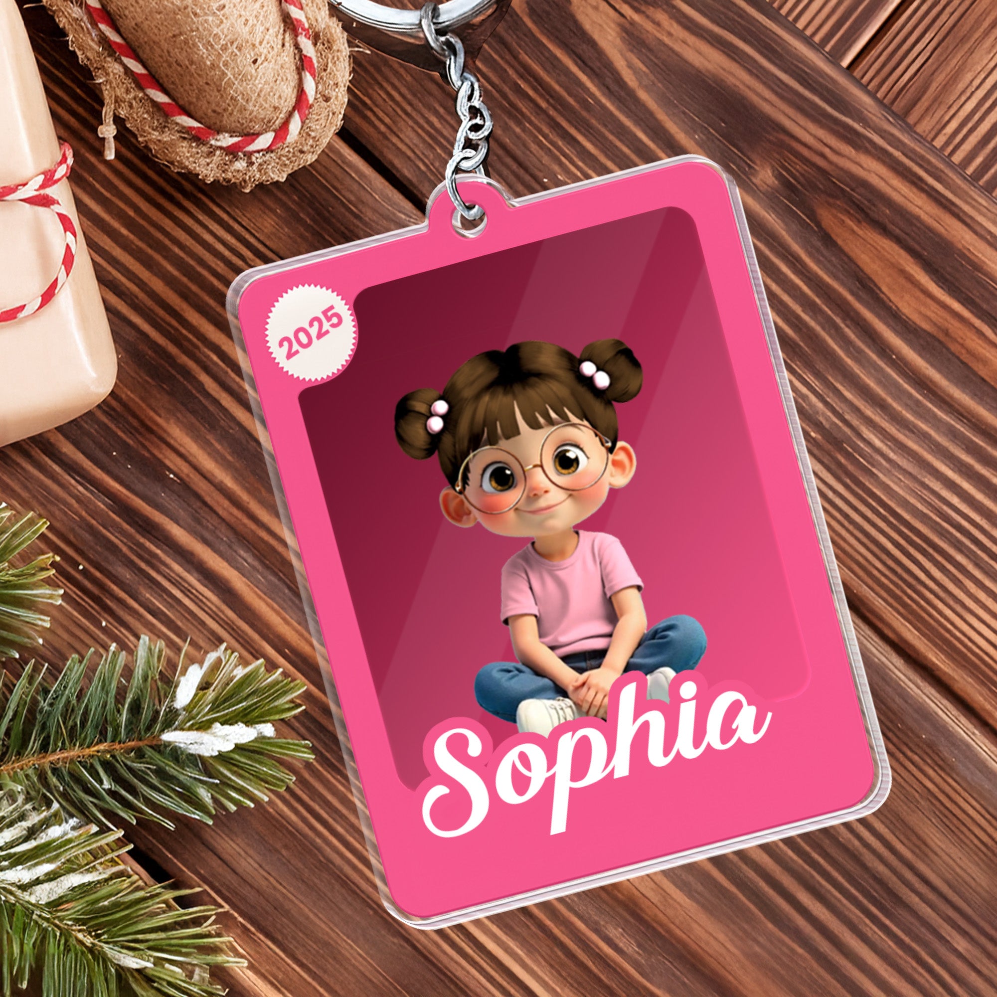 Customize With Your Loved One's Name, Cute Cartoon Girl Keychain, Gift ...