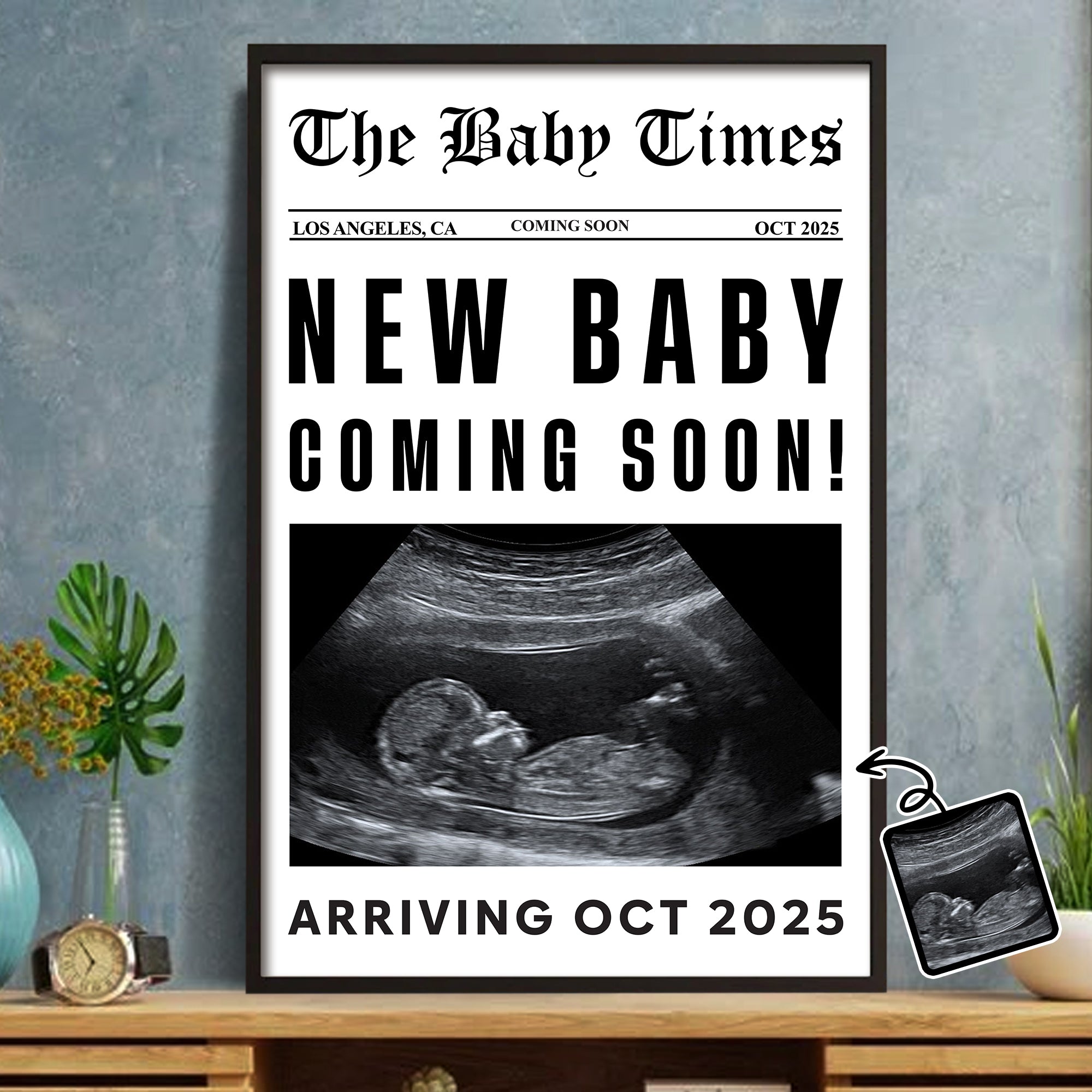 New Baby Coming Soon With Ultrasound Image,Custom Vertical Poster,Gift ...