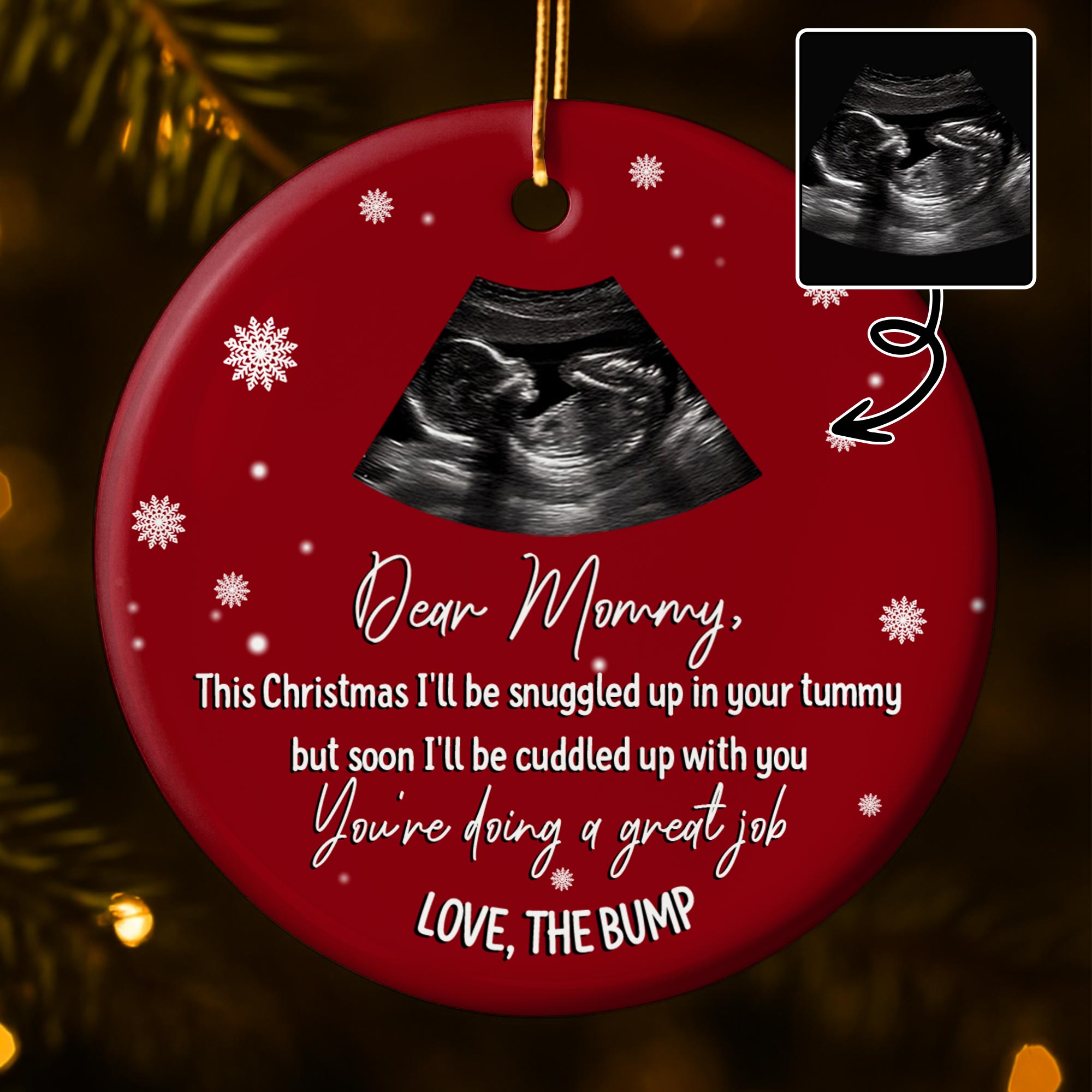 Dear Mommy Love The Bump With Ultrasound Image, Custom Ceramic Ornament ...