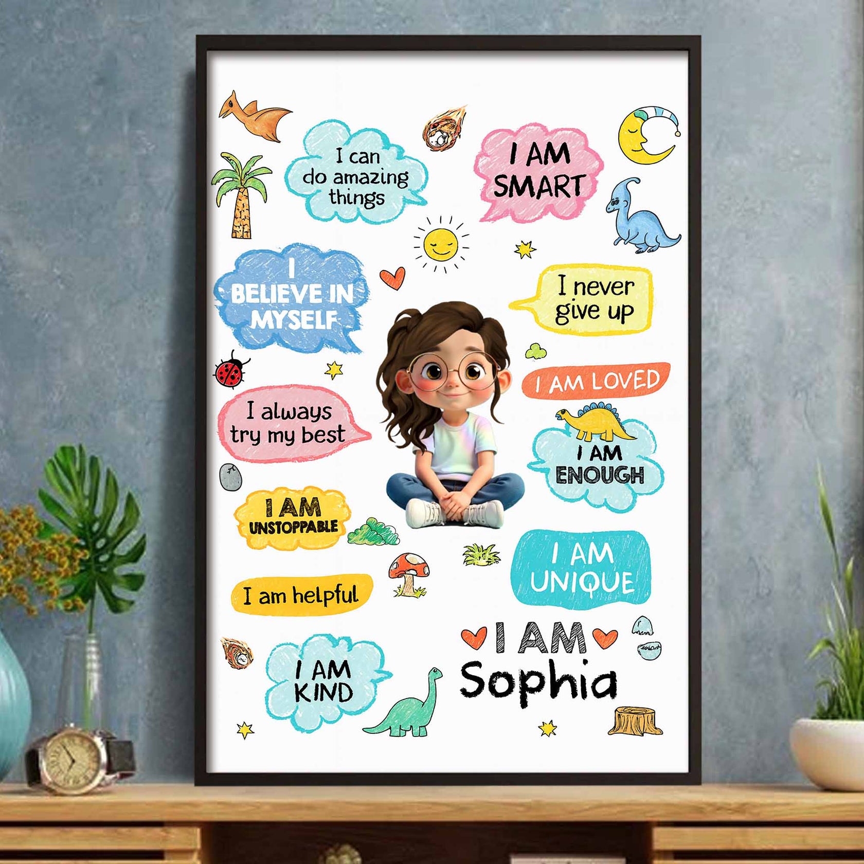 I Am Smart, Loved, Enough, Believe In Myself Poster,Personalized Custom ...