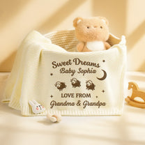 Sweet Dreams, Sheep, Moon and Stars, Embroidered Baby Blanket, Gift For ...