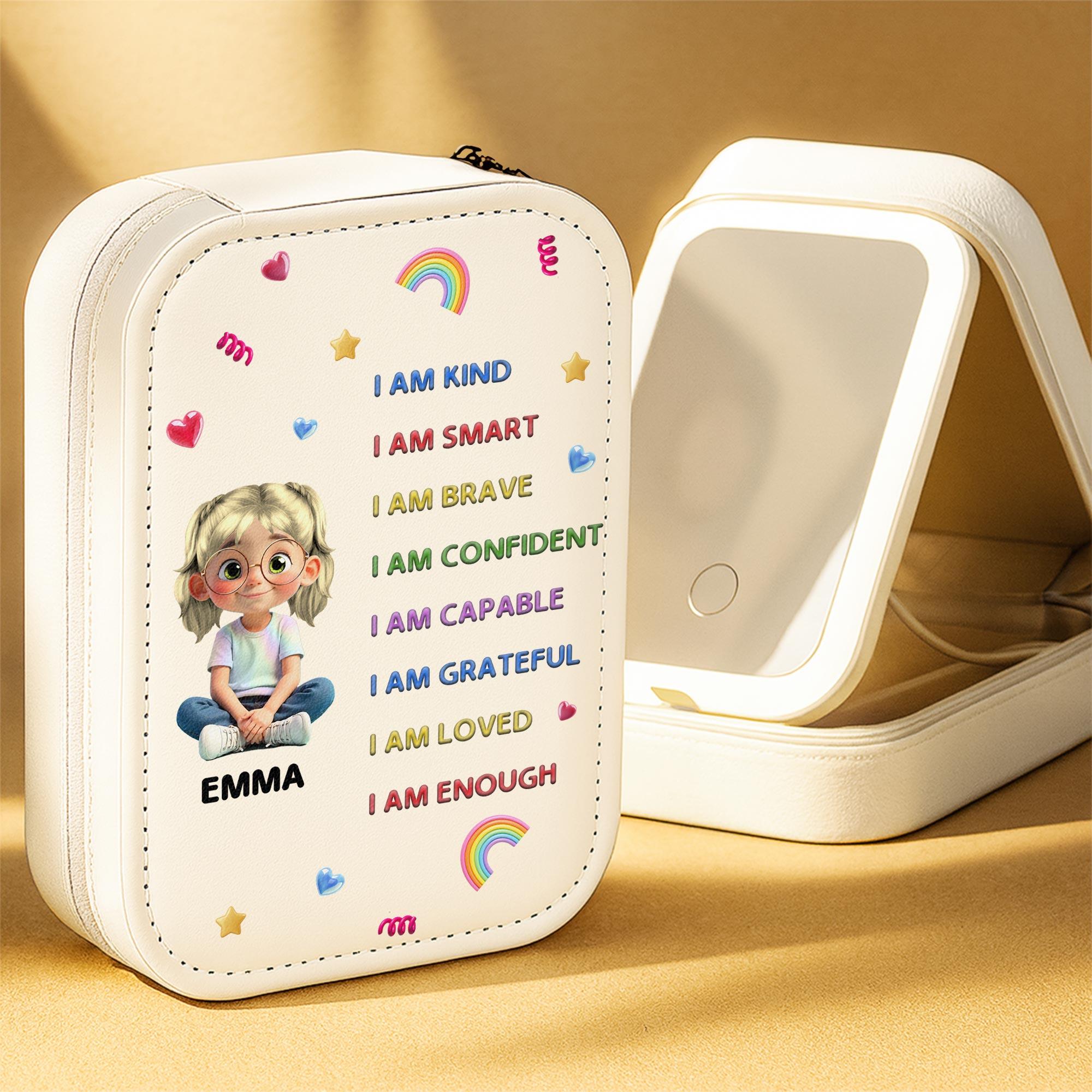 I Am Kind, I Am Smart, Jewelry Box With Mirror, Gift For Daughters And ...