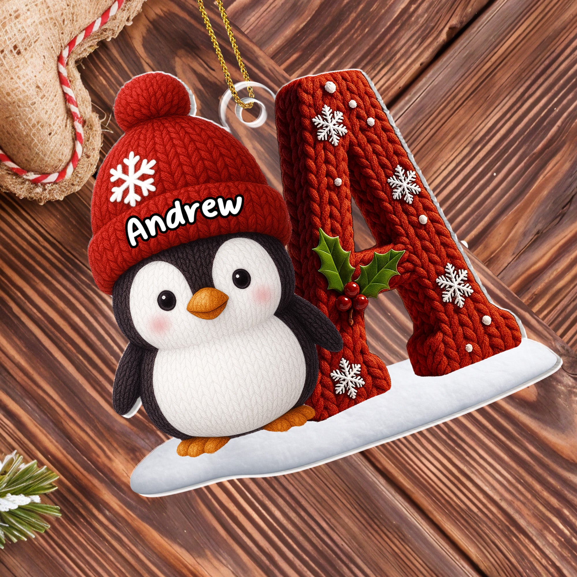 Charming Penguin With Knitted Winter Design, Personalized Custom ...