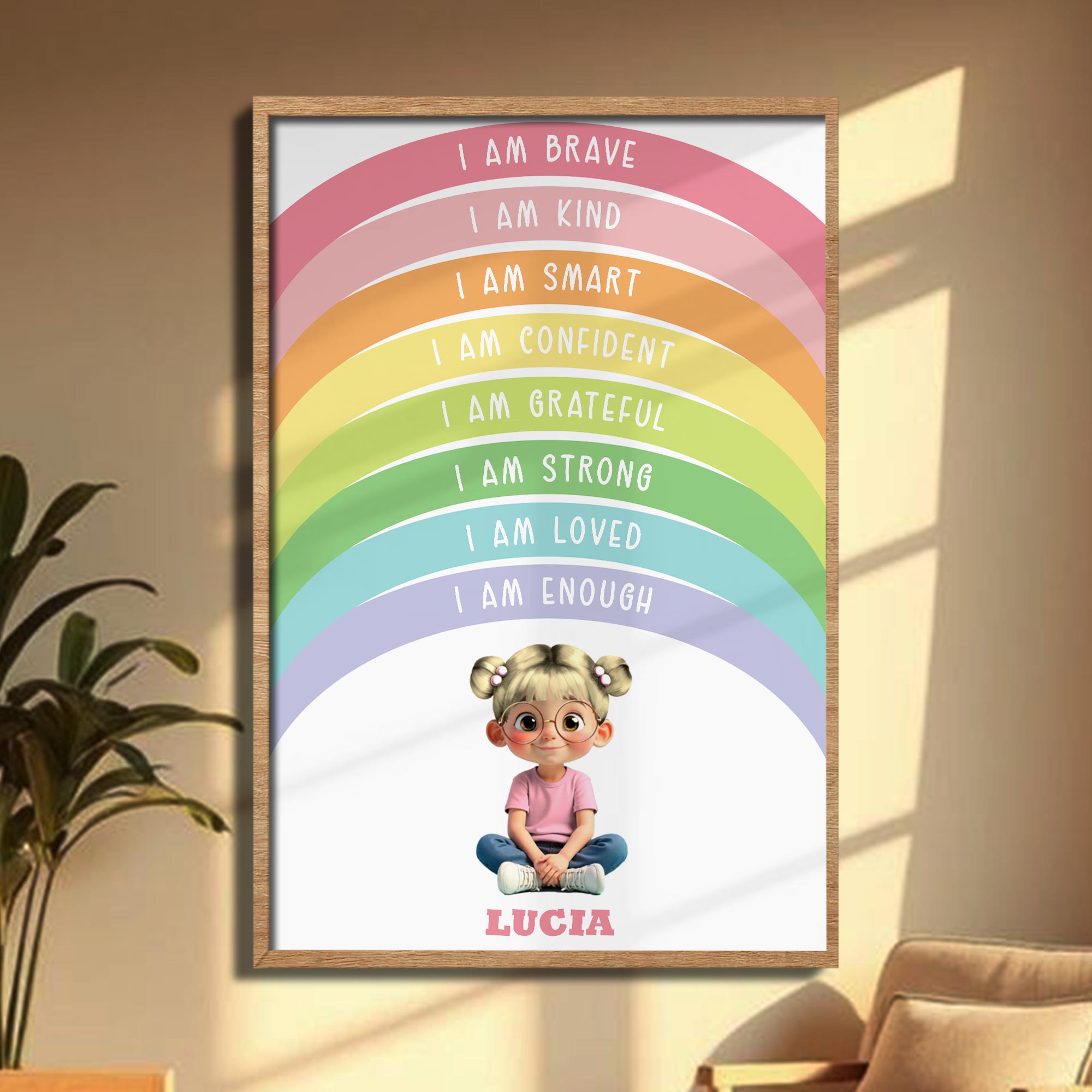 I Am Brave, I Am Kind, Inspirational Rainbow Poster, Custom Gift For ...