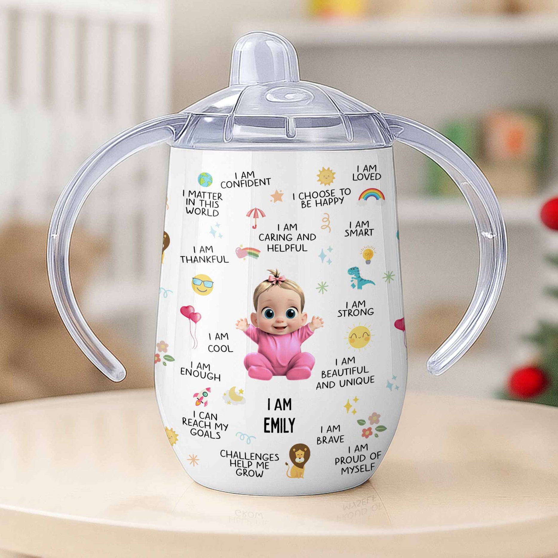 I Am Strong, Beautiful And Unique Sippy Cup, Personalized Custom Sippy ...