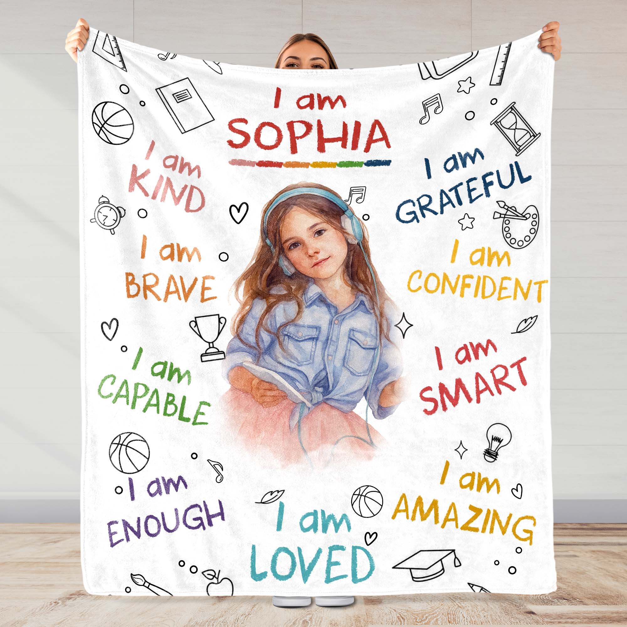 I Am Kind, Brave, Capable, Personalized Custom Blanket For Girls, Gift ...