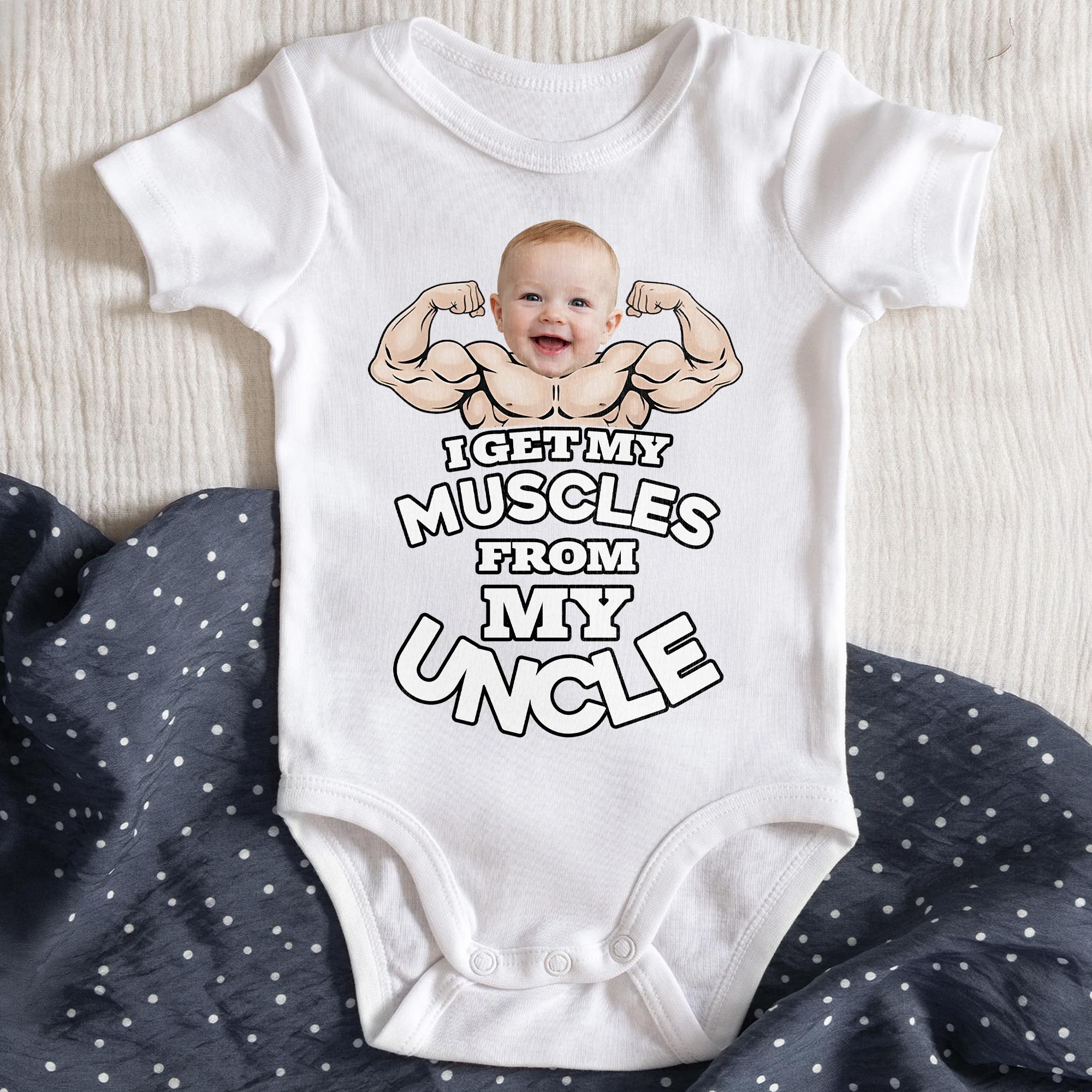 I Get My Muscles From My Uncle, Personalized Baby Onesie, Gift For ...