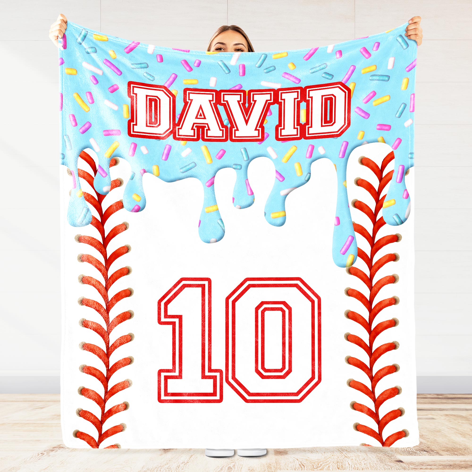 Vibrant Blanket With Melted Ice Cream And Baseball Stitches, Custom ...