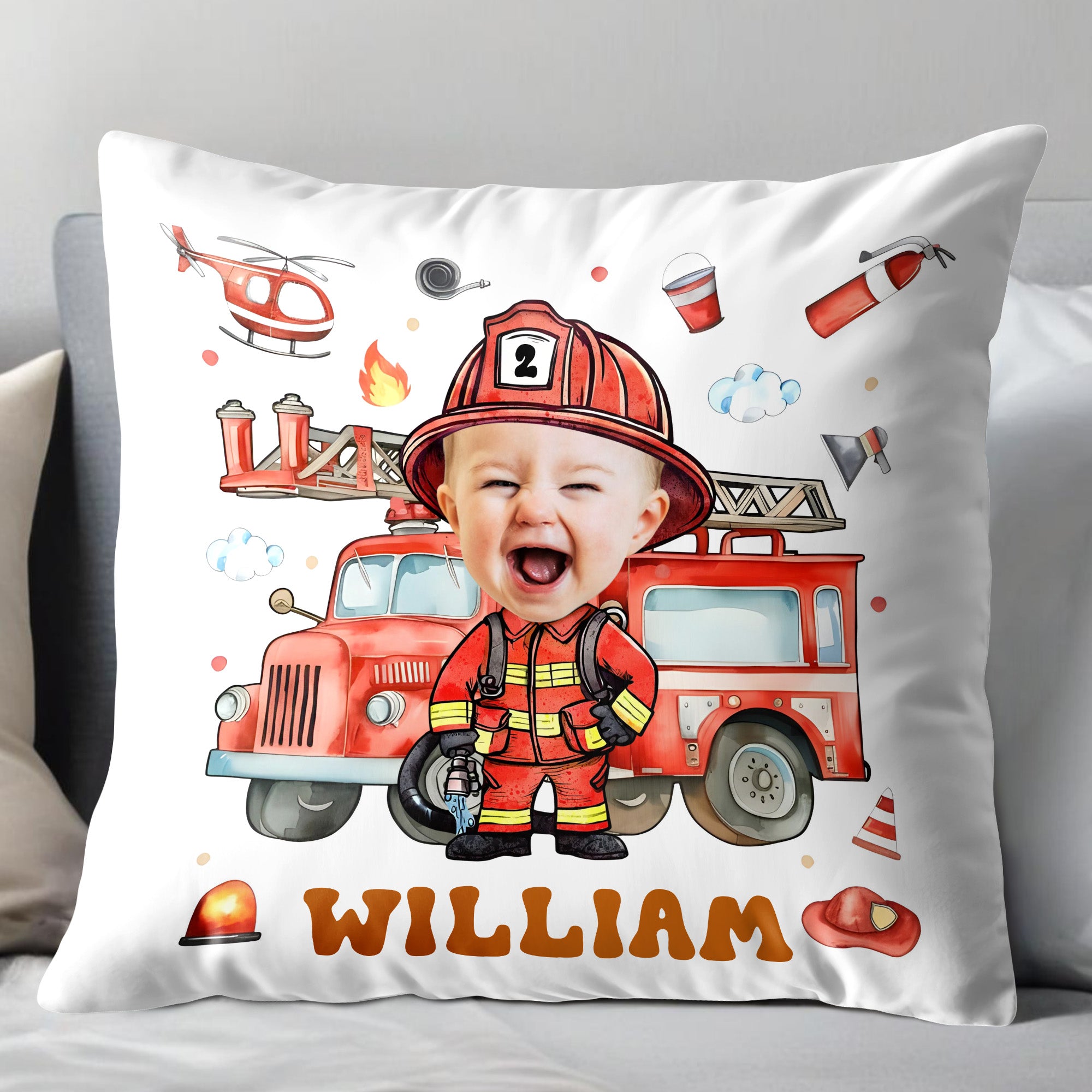 Personalized Firefighter Theme Pillow, Insert Included, Gift For ...