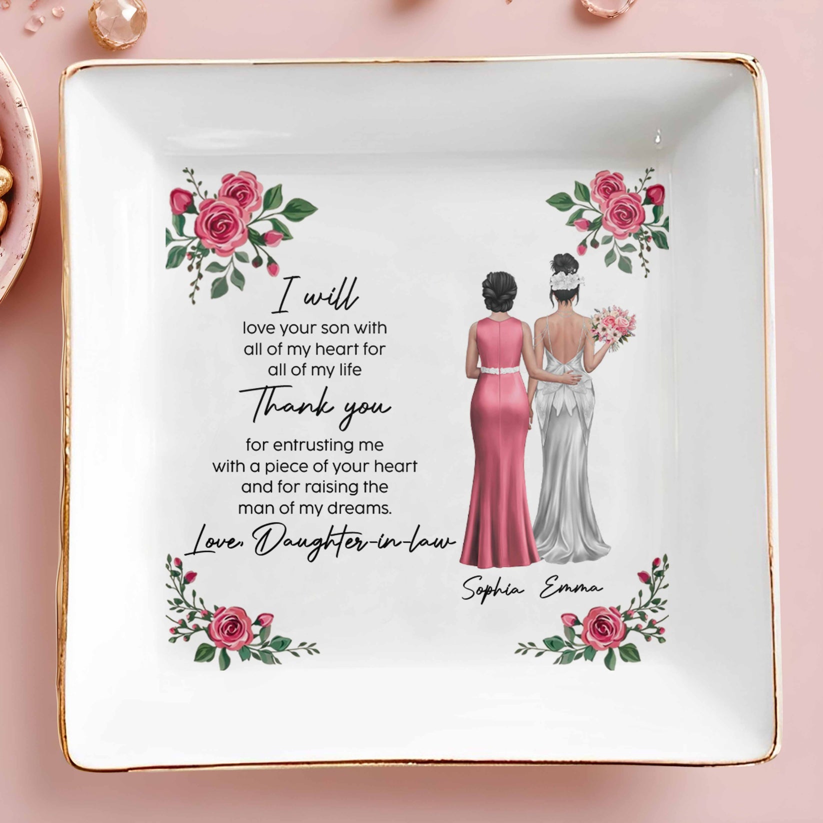 I Will Love Your Son, Roses And Women In Dresses, Square Ceramic Dish ...