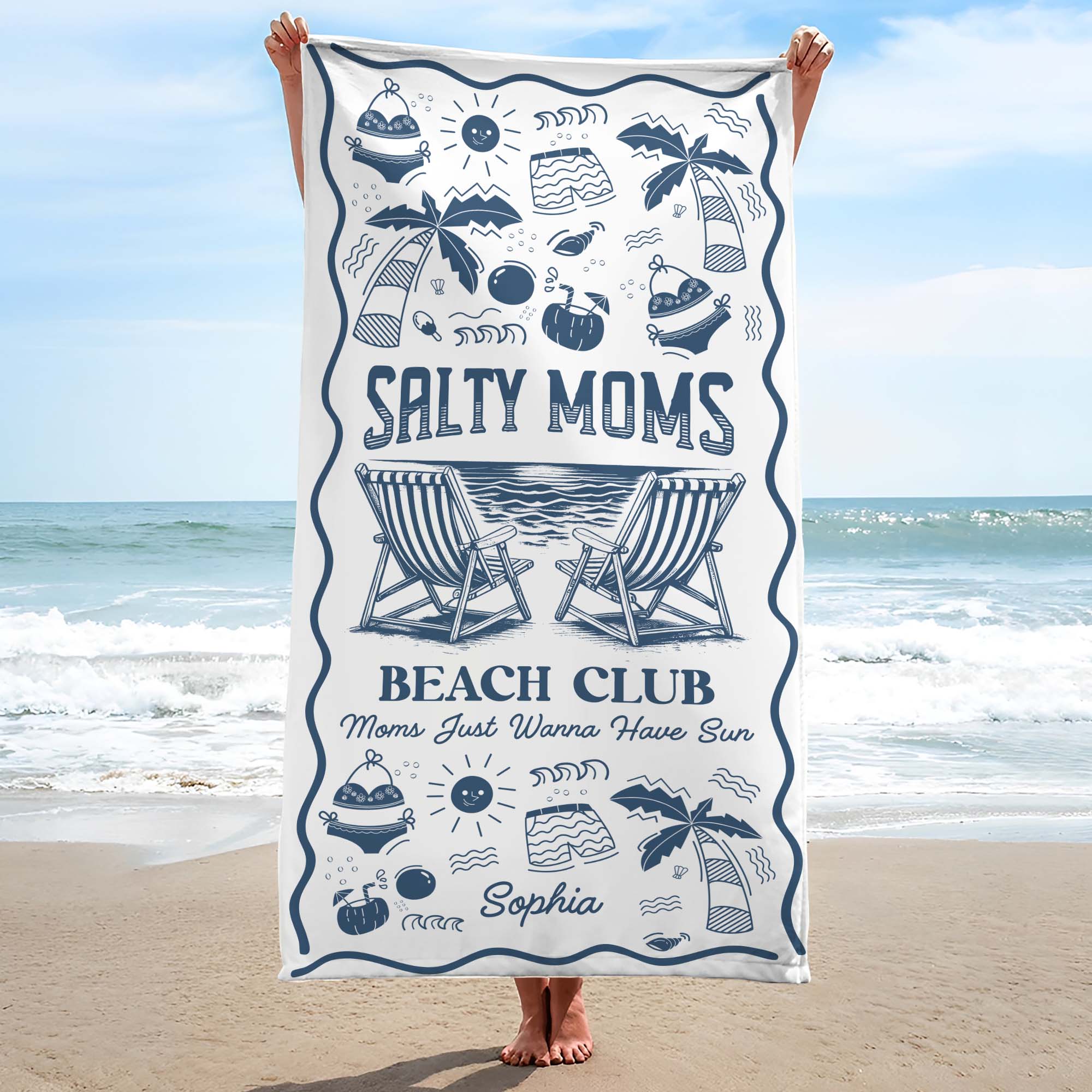 Salty Moms Beach Club, Moms Just Wanna Have Sun, Personalized Beach ...