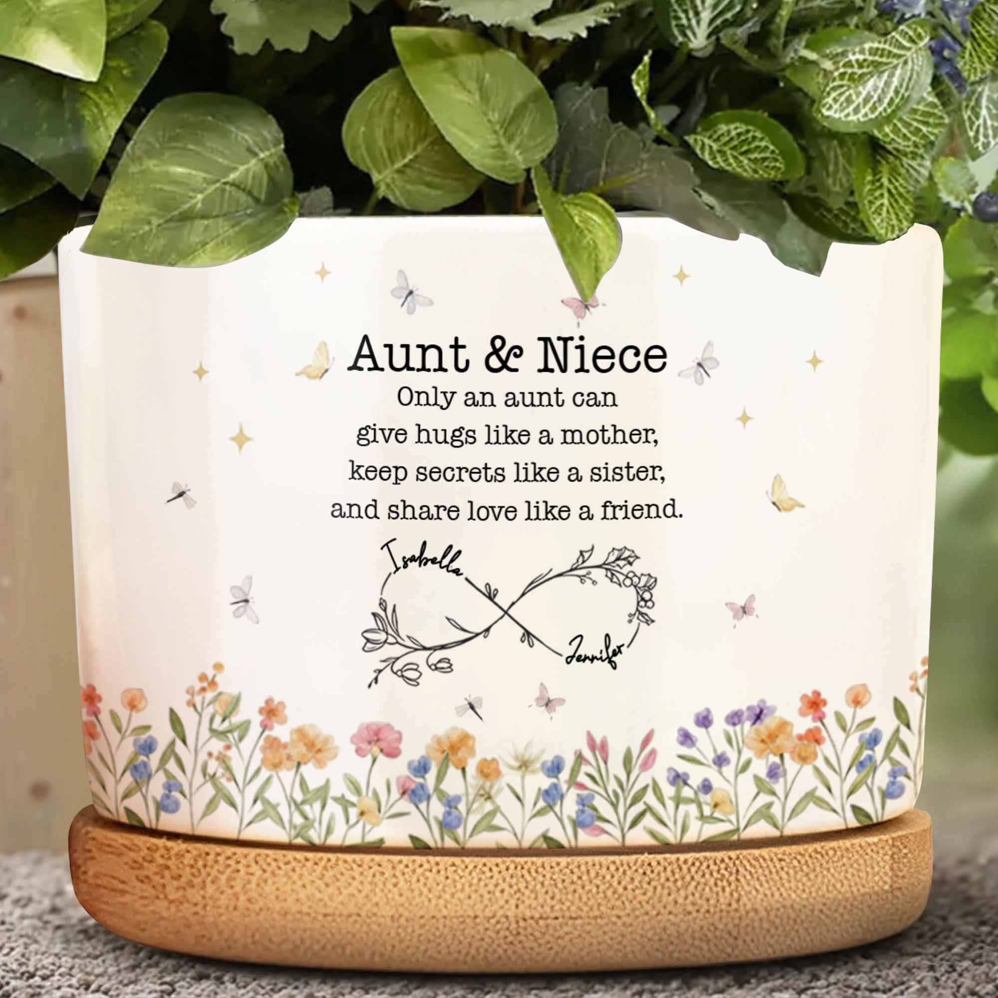 Only An Aunt Can Give Hugs Like A Mother, Ceramic Plant Pot, Gift For ...