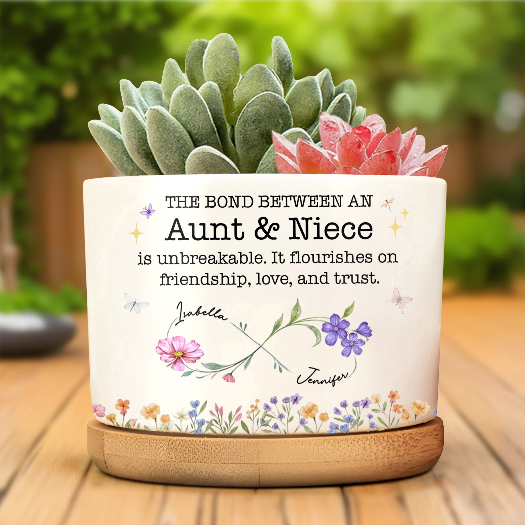 The Bond Between Aunt & Niece, Flowers And Butterflies Design ...