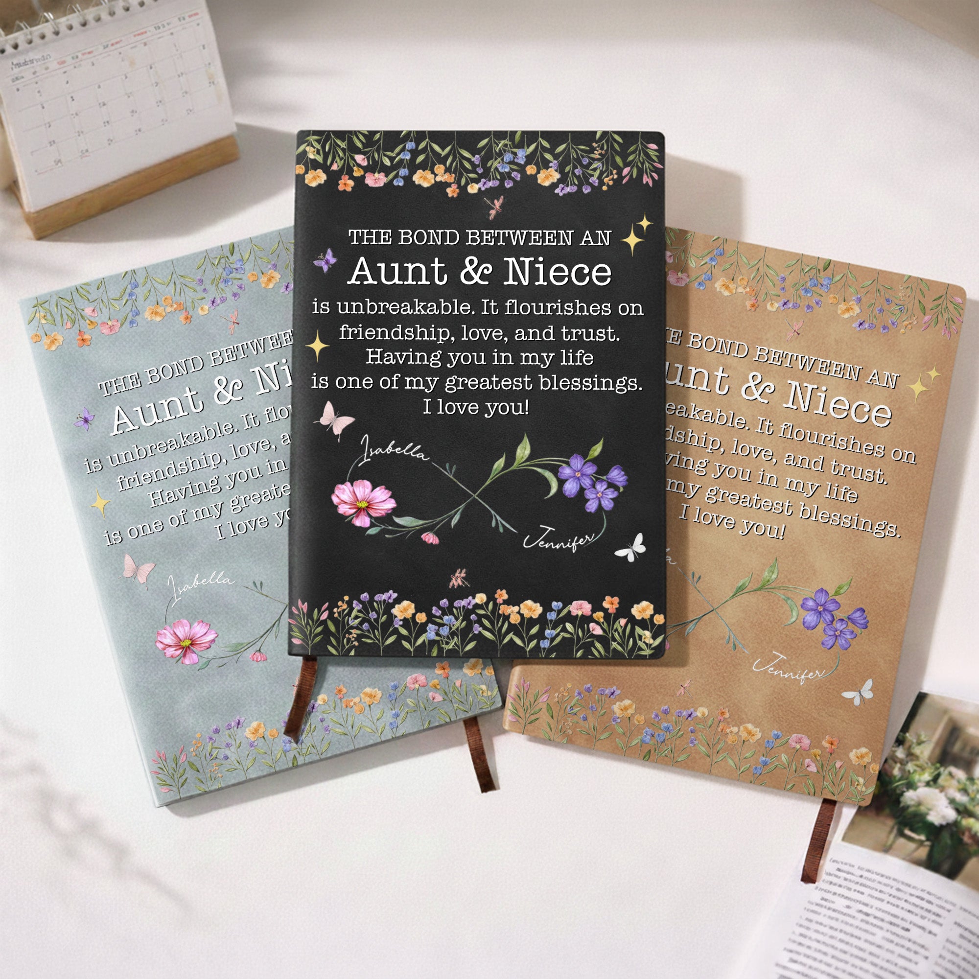 The Bond Between Aunt And Niece, Flowers And Butterflies, Personalized ...