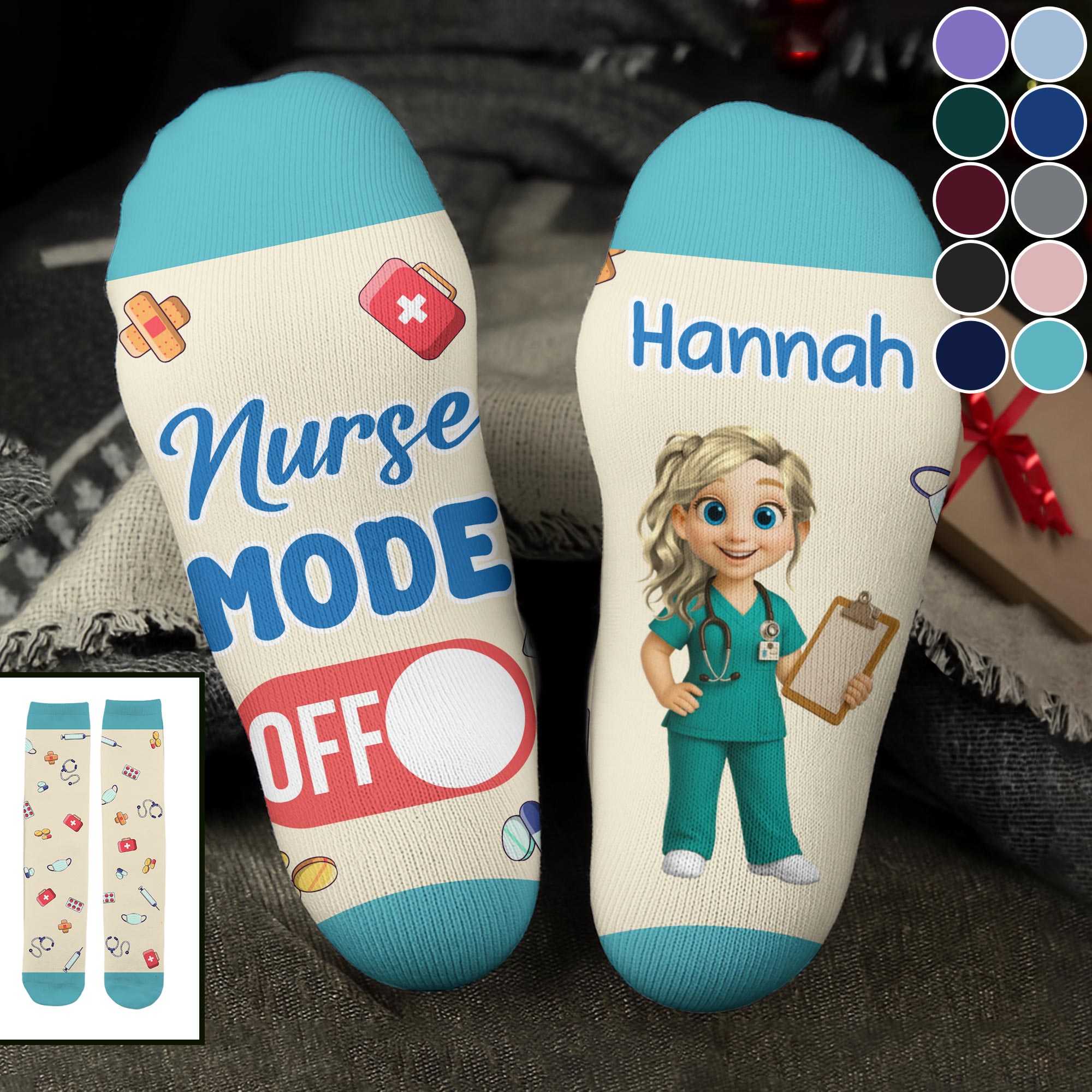 Nurse Mode Off, Personalized Crew Socks, Gift For Nurses And Healthcare ...