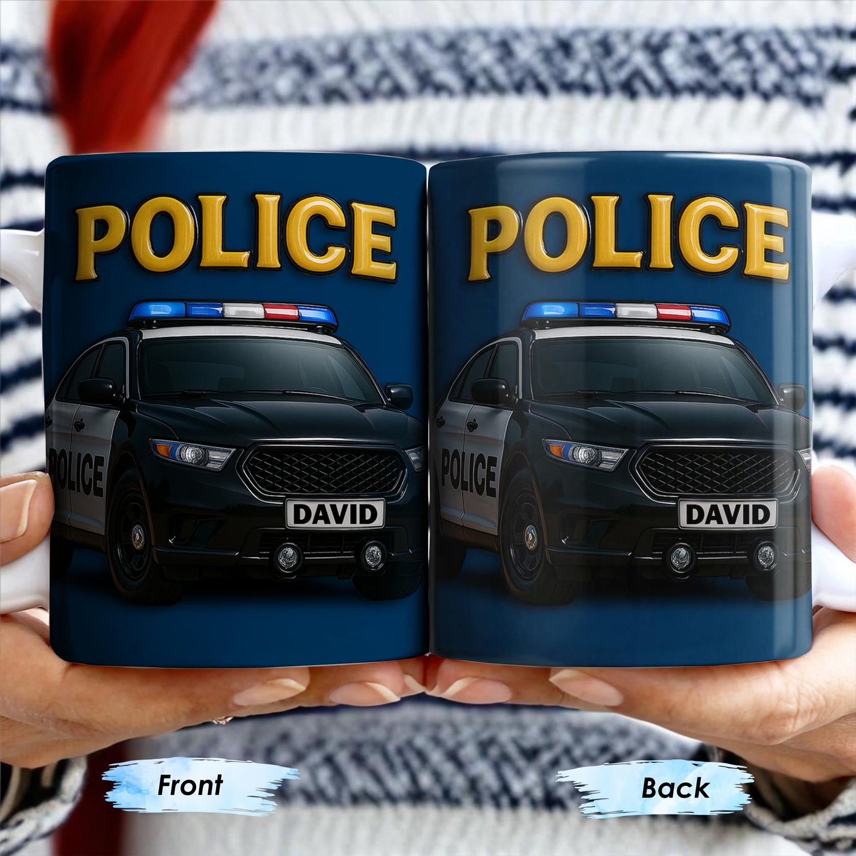 Police, Police Car And Siren, Personalized Custom Coffee Mug, Gift For ...