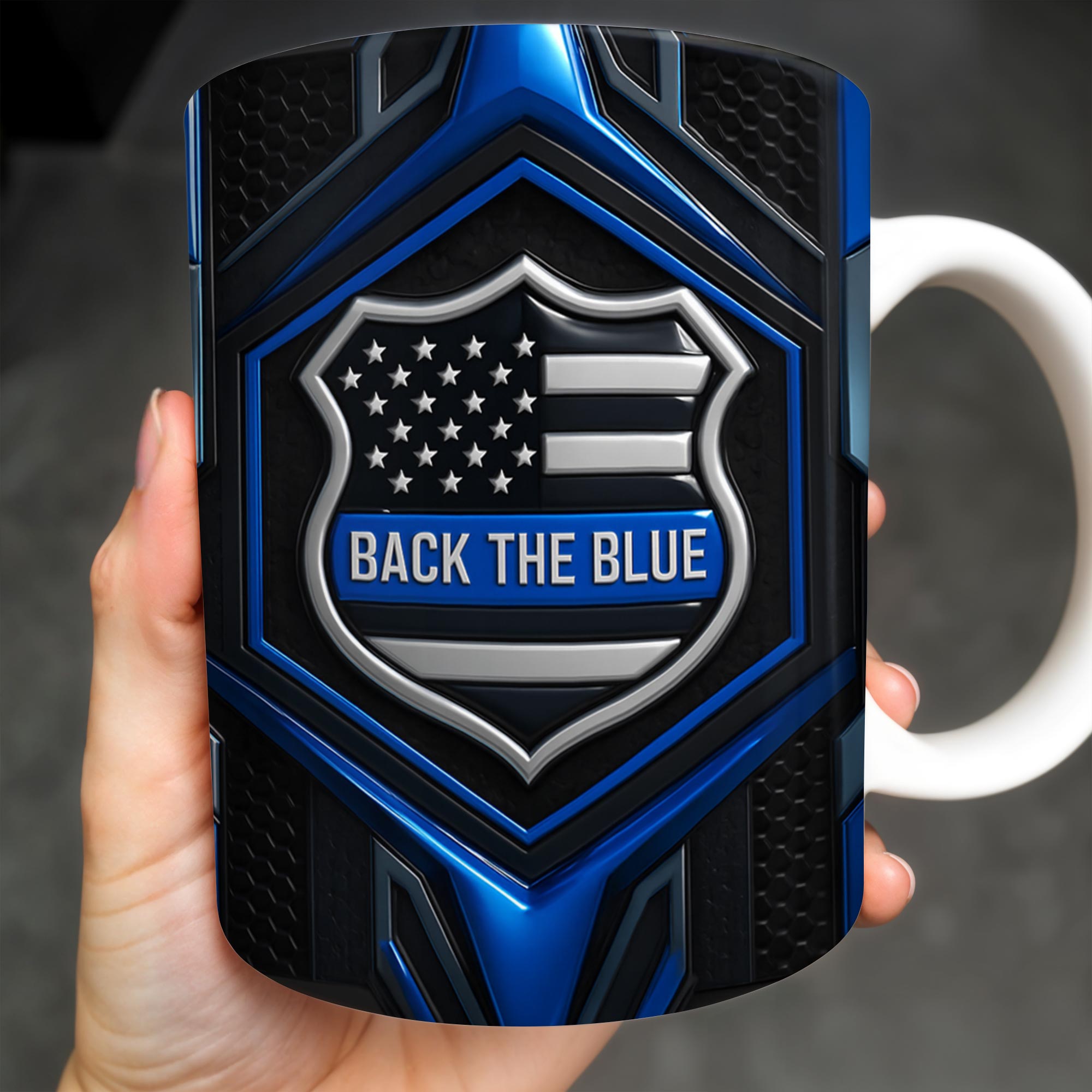 Back The Blue, Shield and Stars, Personalized Custom Coffee Mug, Gift ...