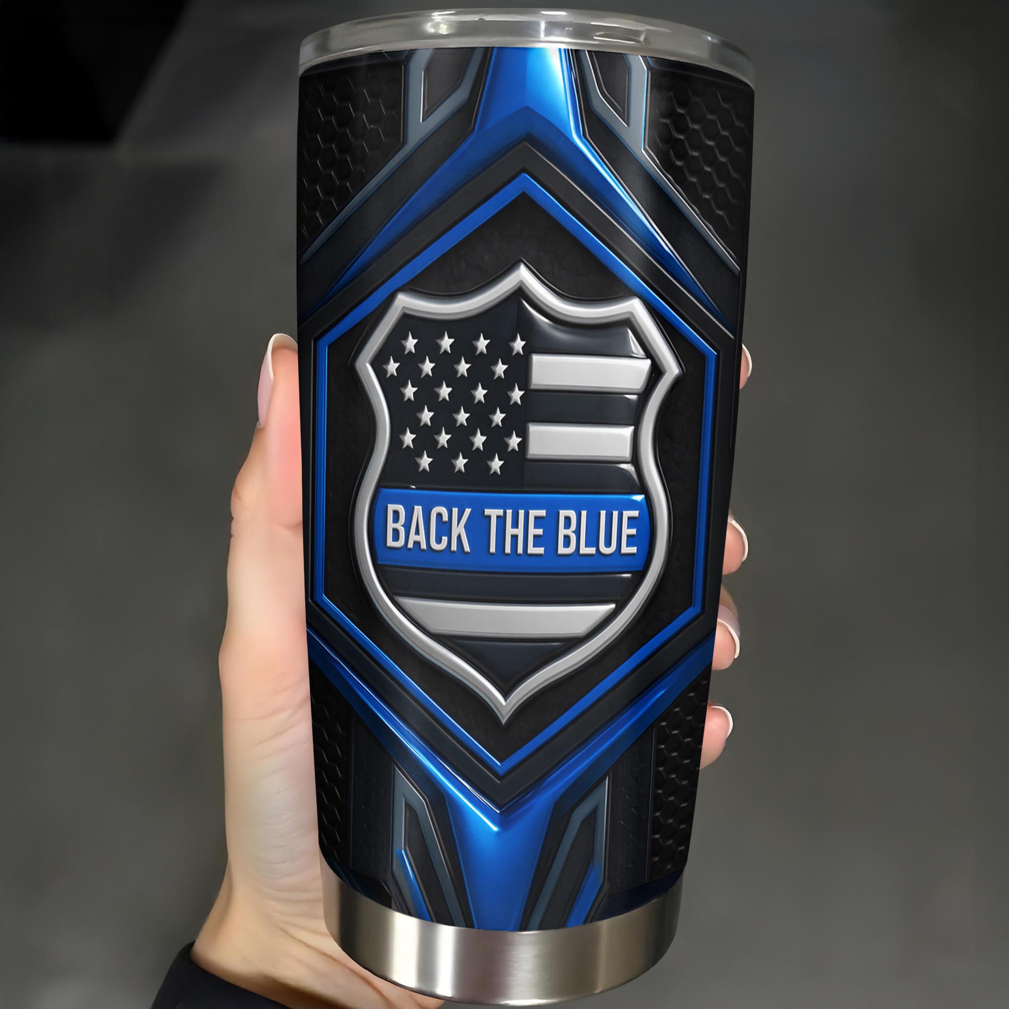 Back The Blue, Shield, Stars And Stripes, Personalized Custom Stainless ...