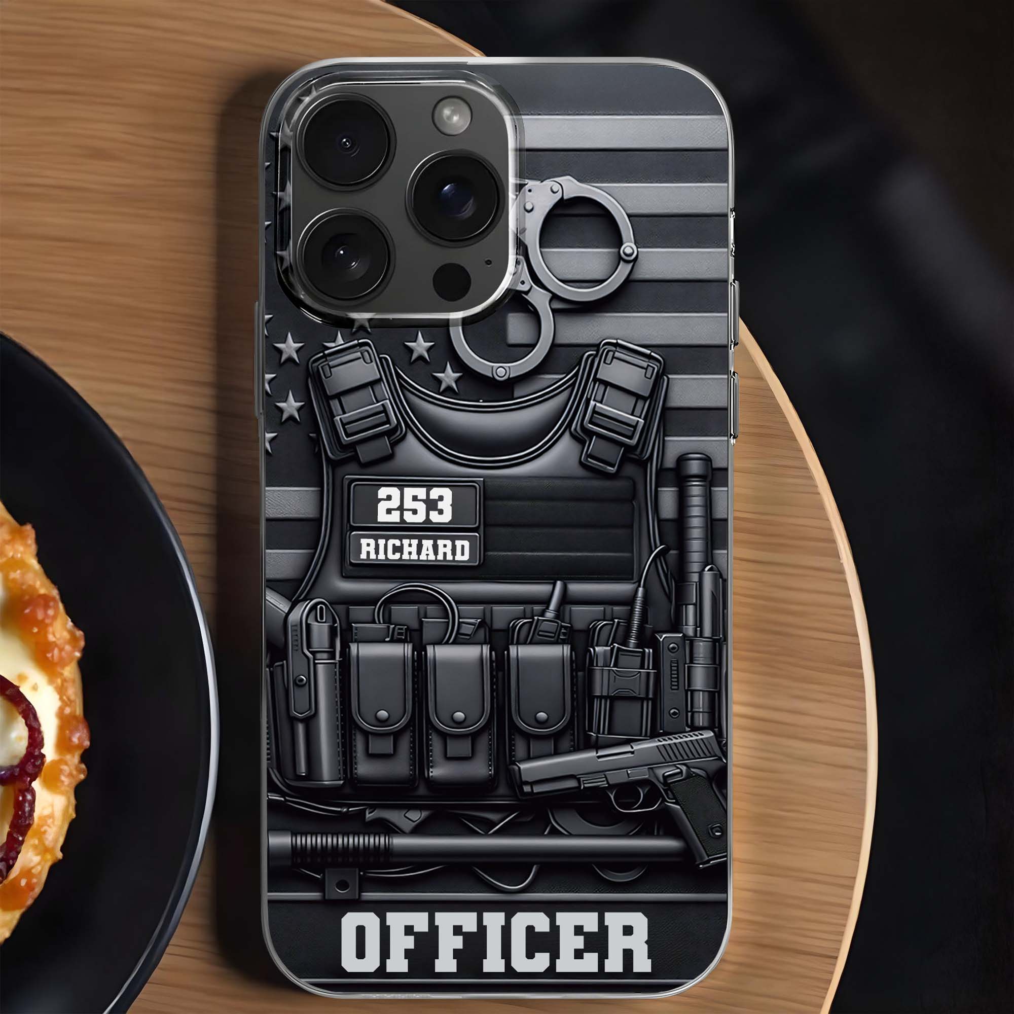 For Officers, Tactical Gear Design, Personalized Clear Phone Case, Gift ...